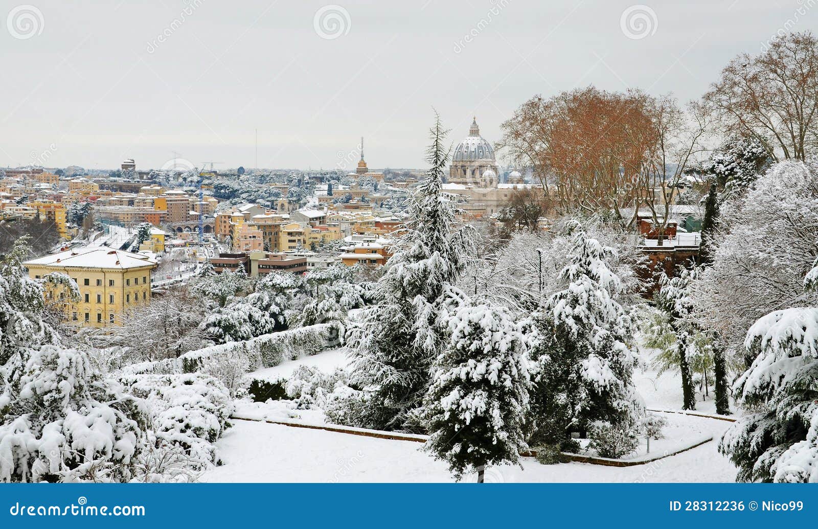 Rome under snow stock photo. Image of building, background - 28312236