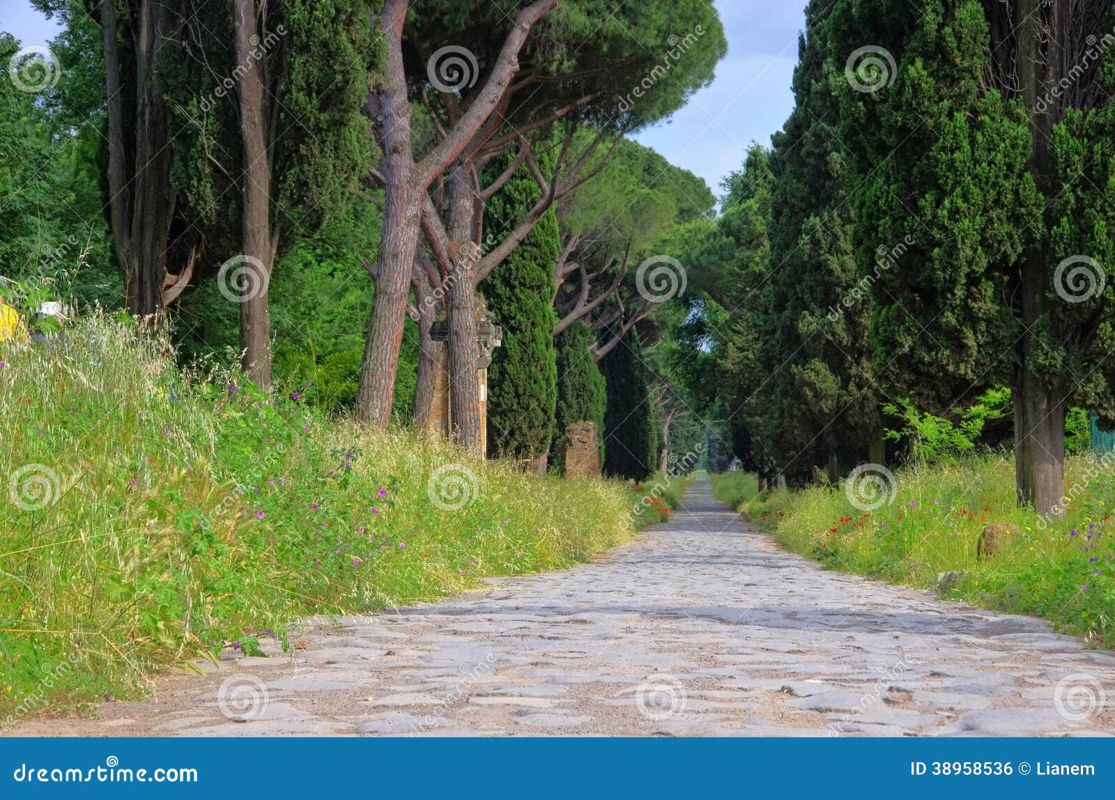 Via Appia Antica Aka Ancient Appian Way, Rome, Italy Royalty-Free Stock ...