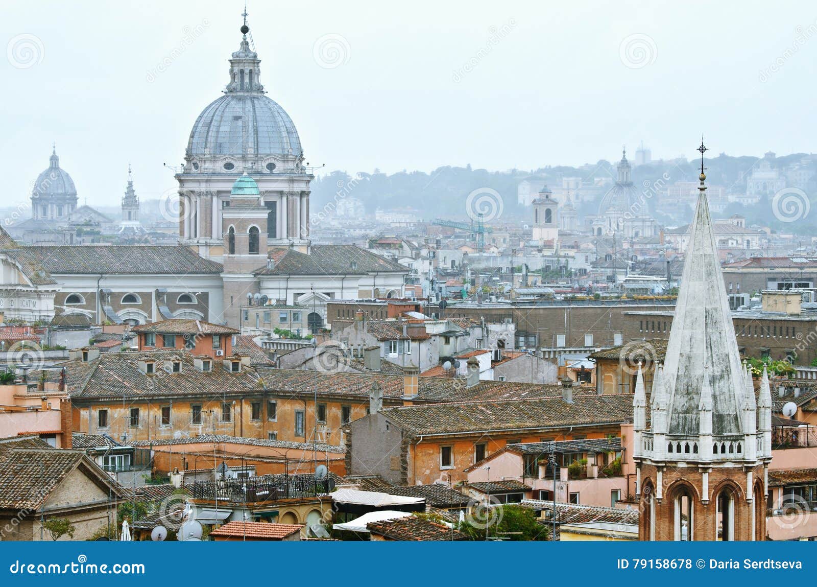 Rome View on Architecture. One Can See the Roofs and Domes of ...