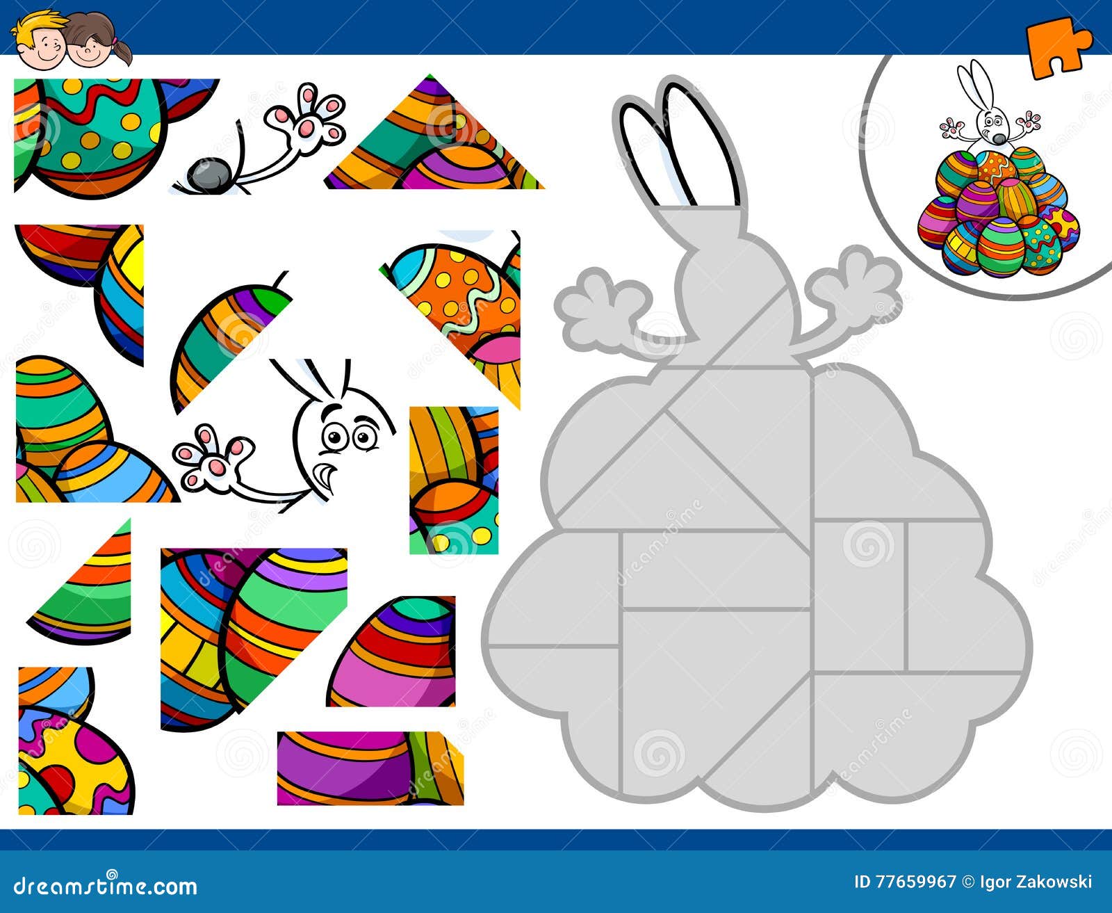 Rompecabezas Con El Conejito De Pascua Ilustración del Vector ...