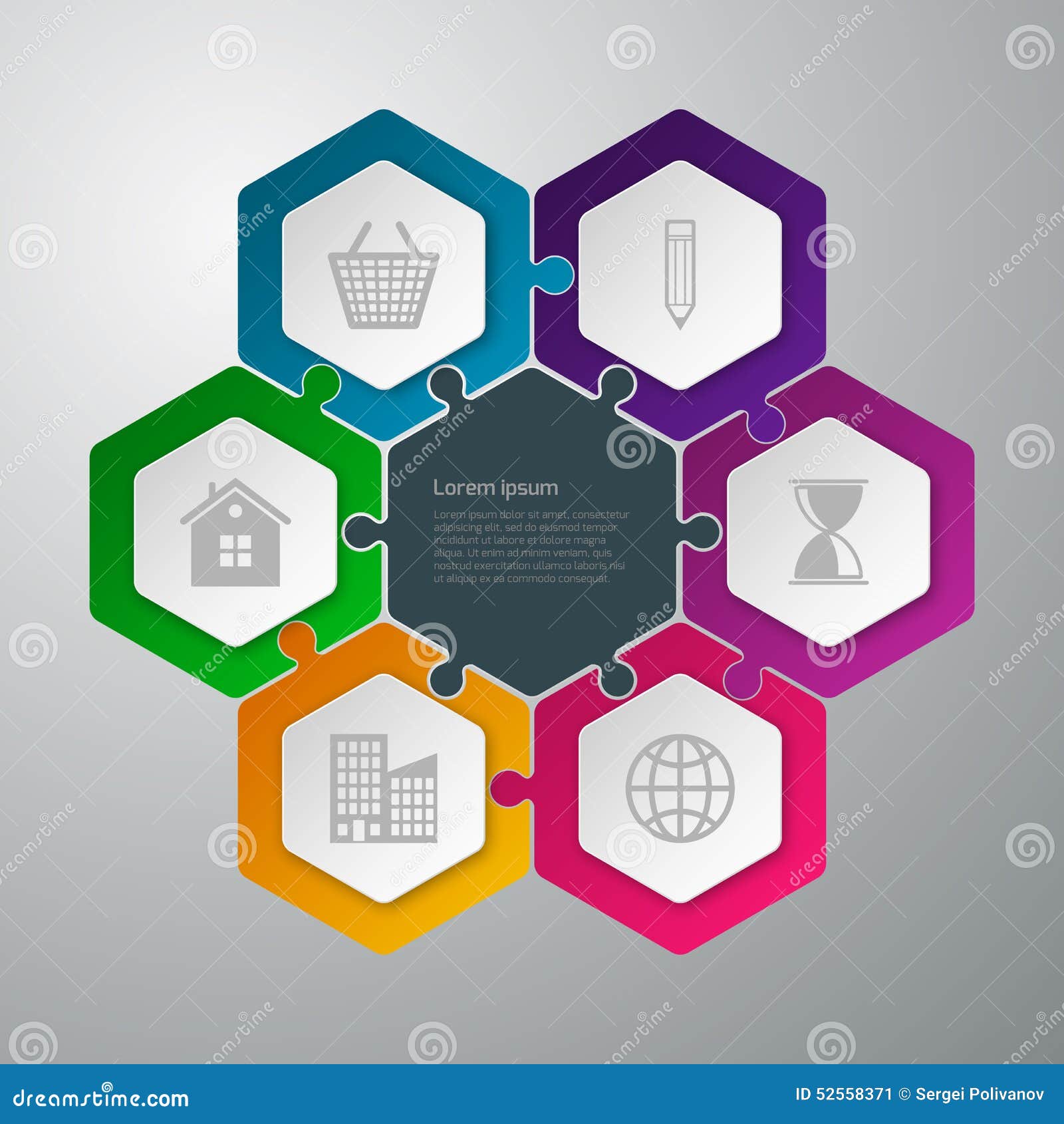 Rompecabezas Conectado Hexágonos Del Infographics Del Ejemplo Del ...