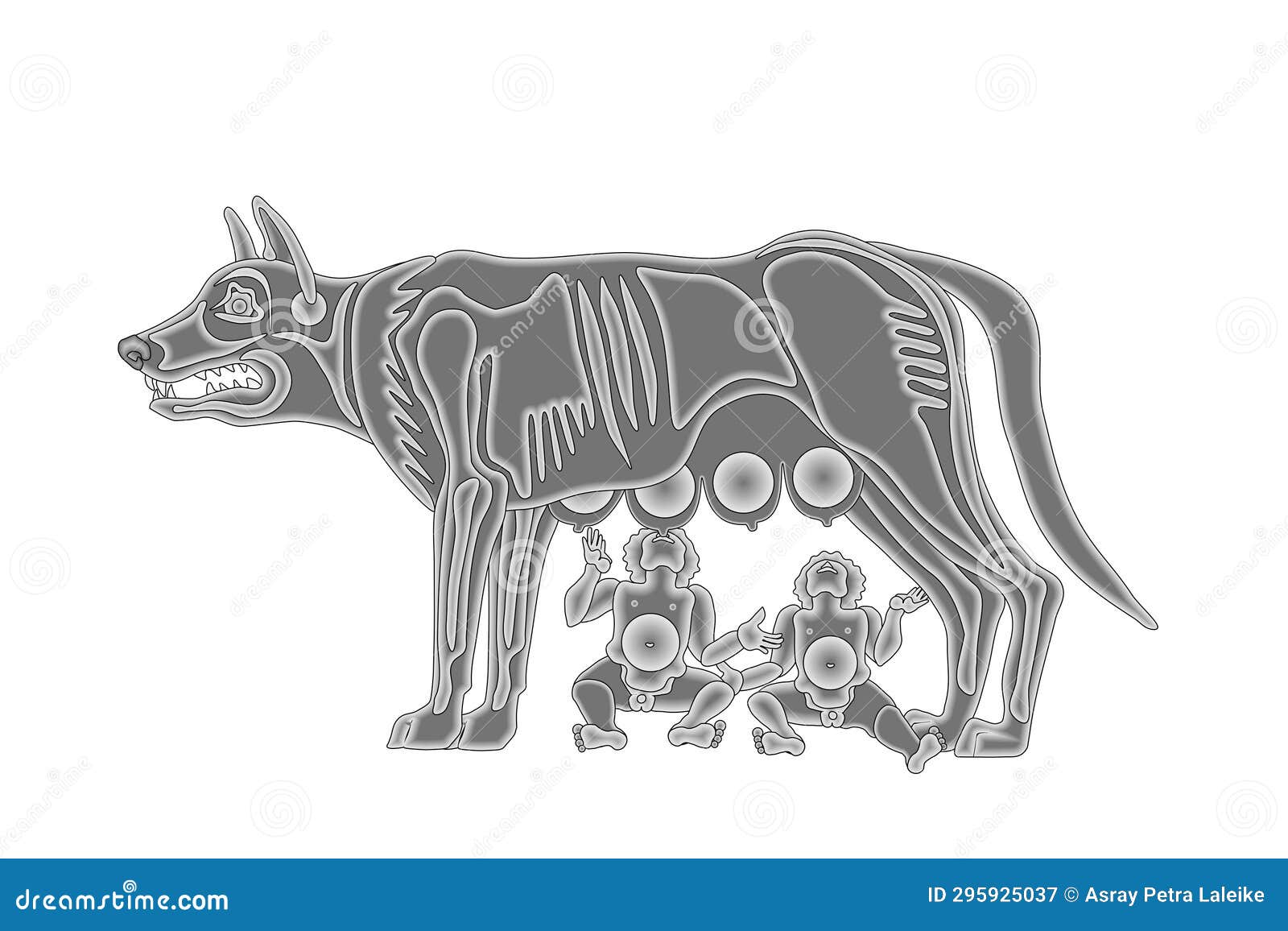 Romulus and Remus with the she-wolf from Roman Mythology Stock ...