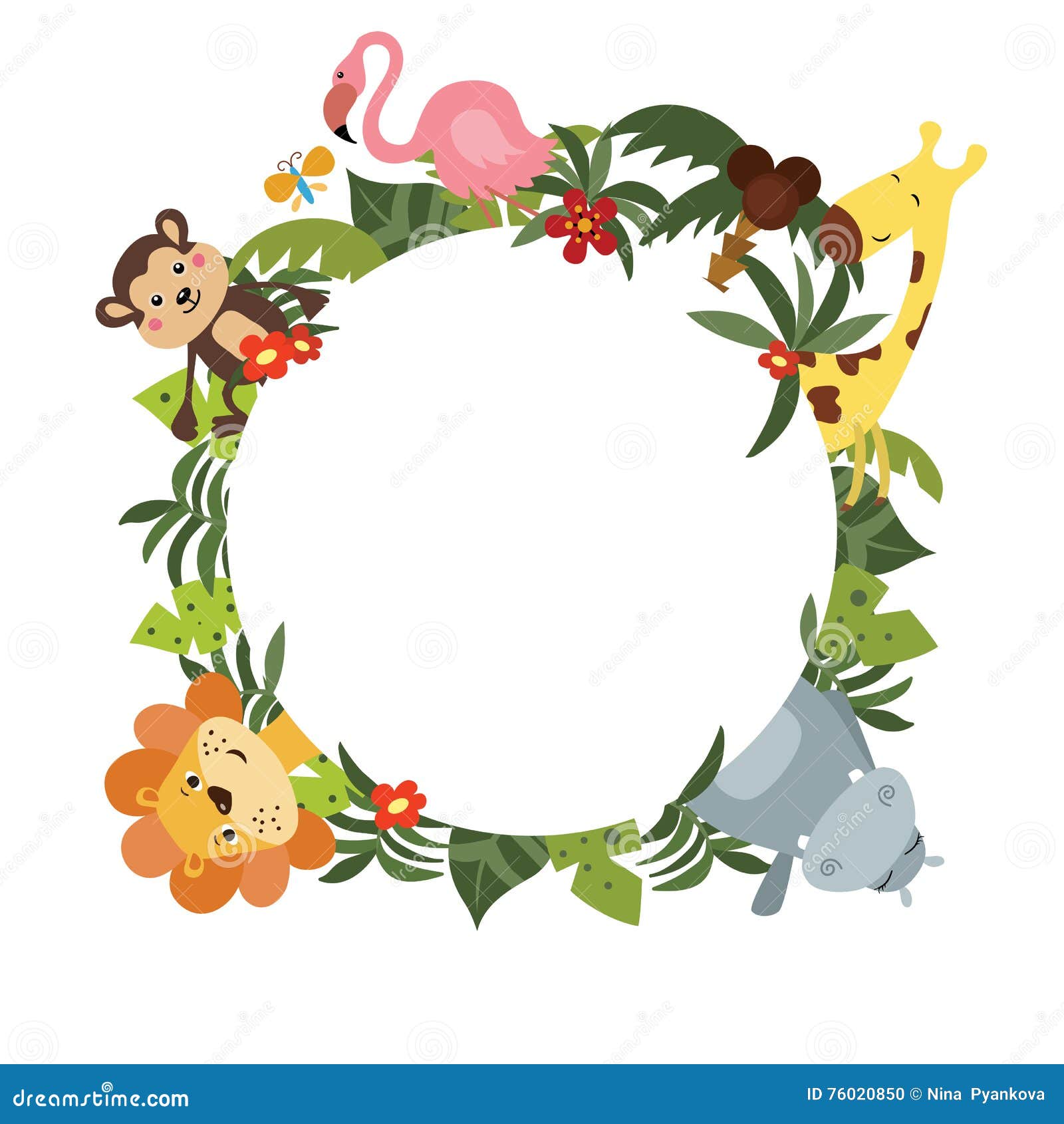 Rond Frame Met Afrikaanse Dieren Vector Illustratie - Illustration of ...