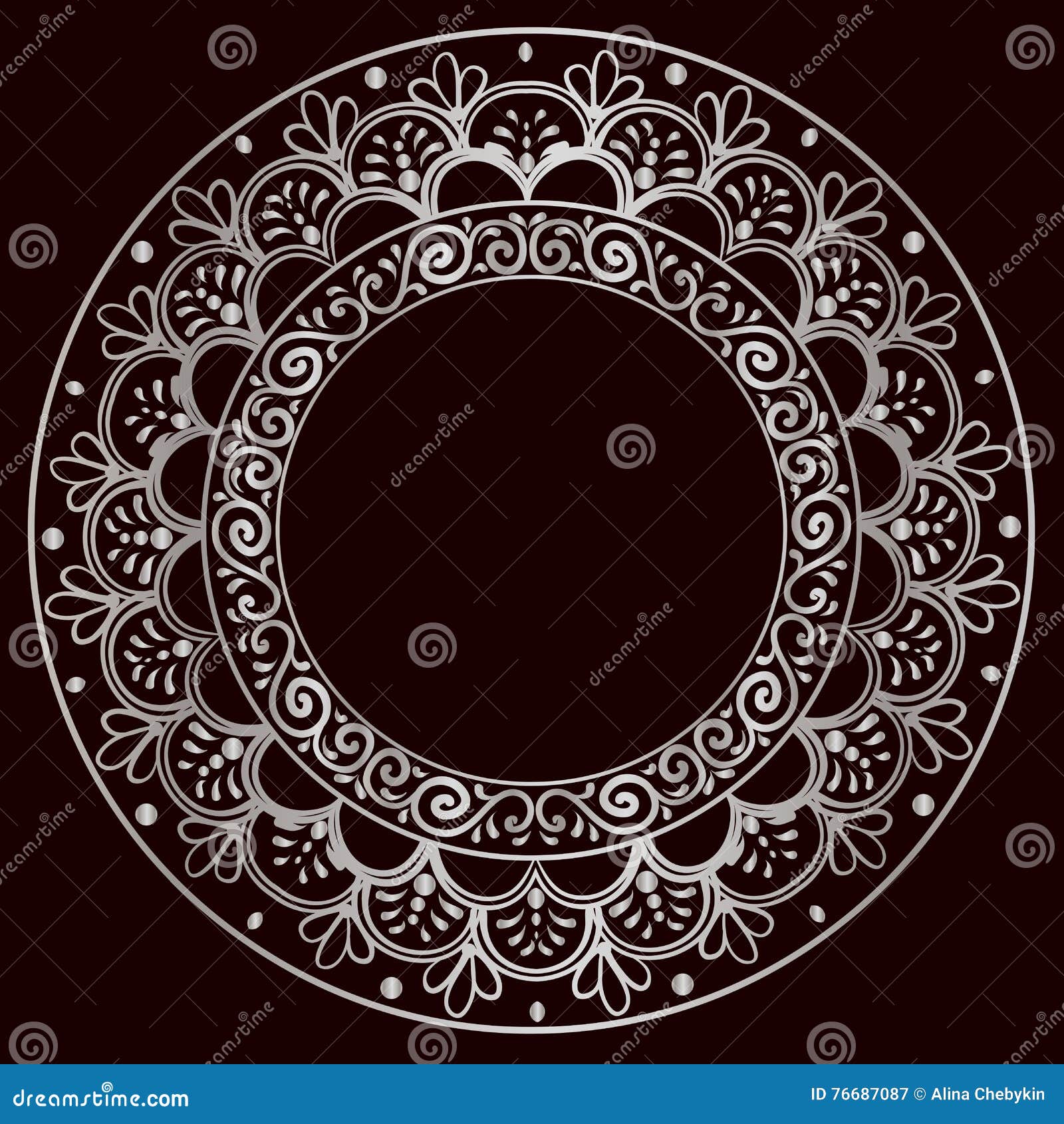 Rond zilveren kader vector illustratie. Illustration of zwart - 76687087