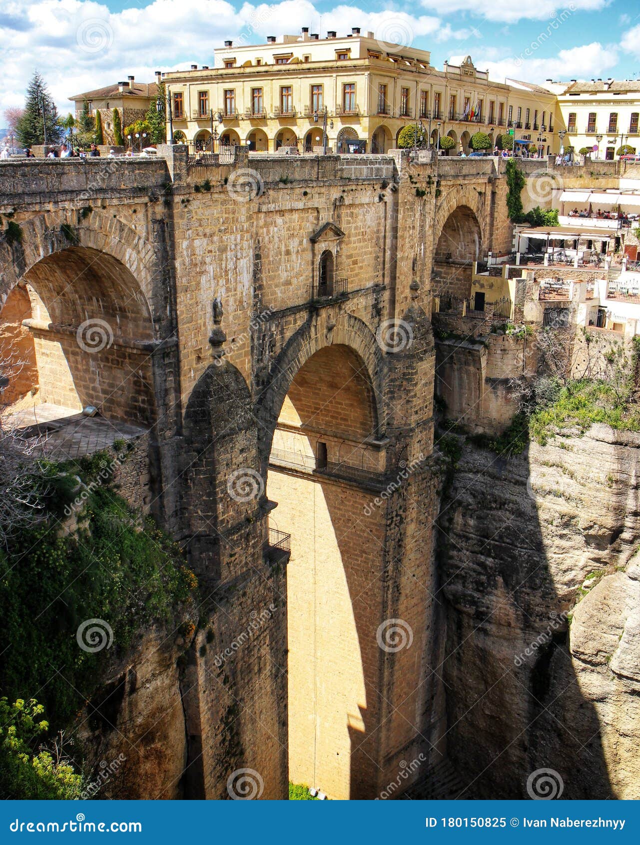 Ronda historical bridge stock image. Image of building - 180150825