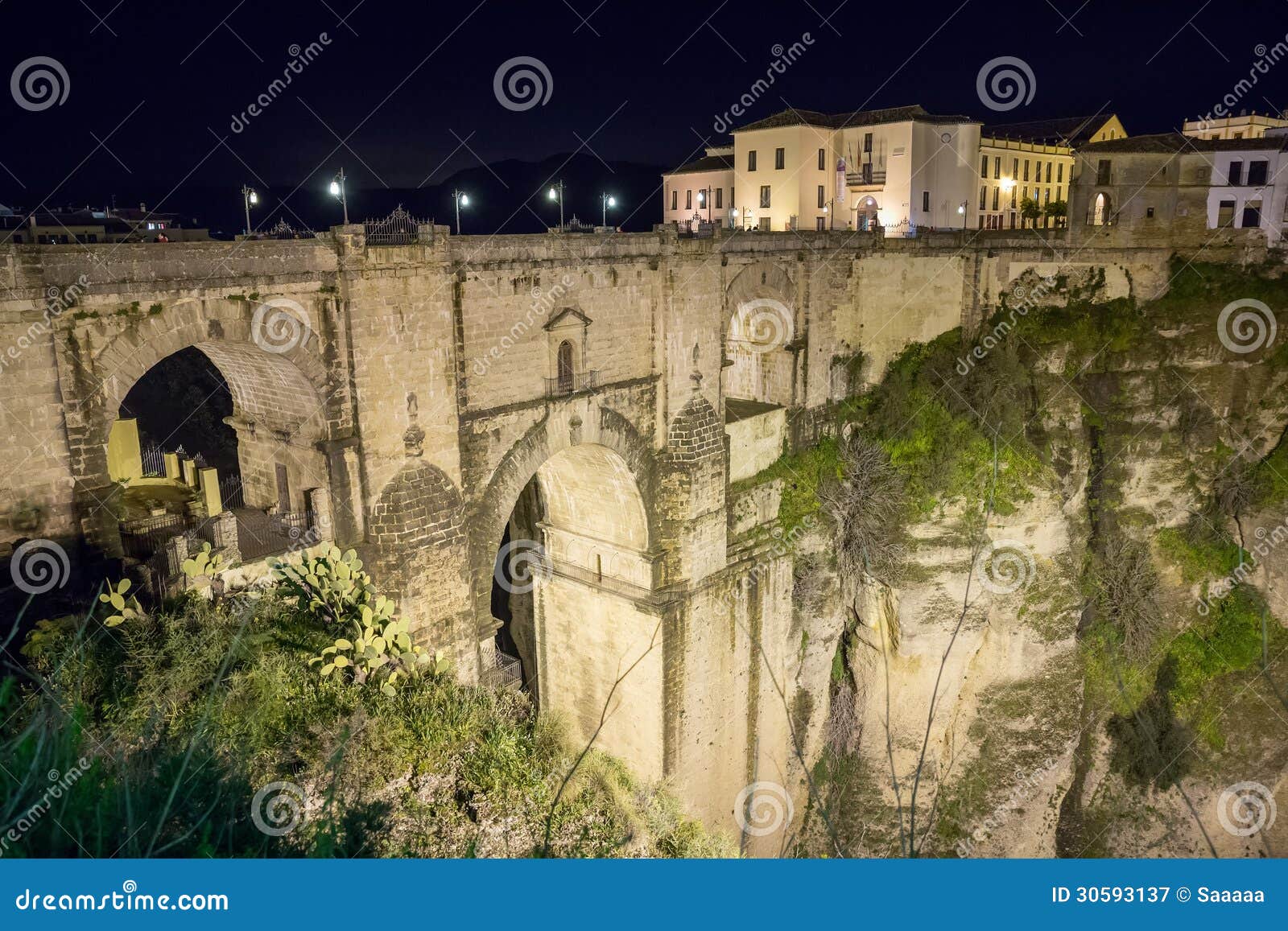 Ronda, Spanien stockbild. Bild von felsen, dorf, nacht - 30593137