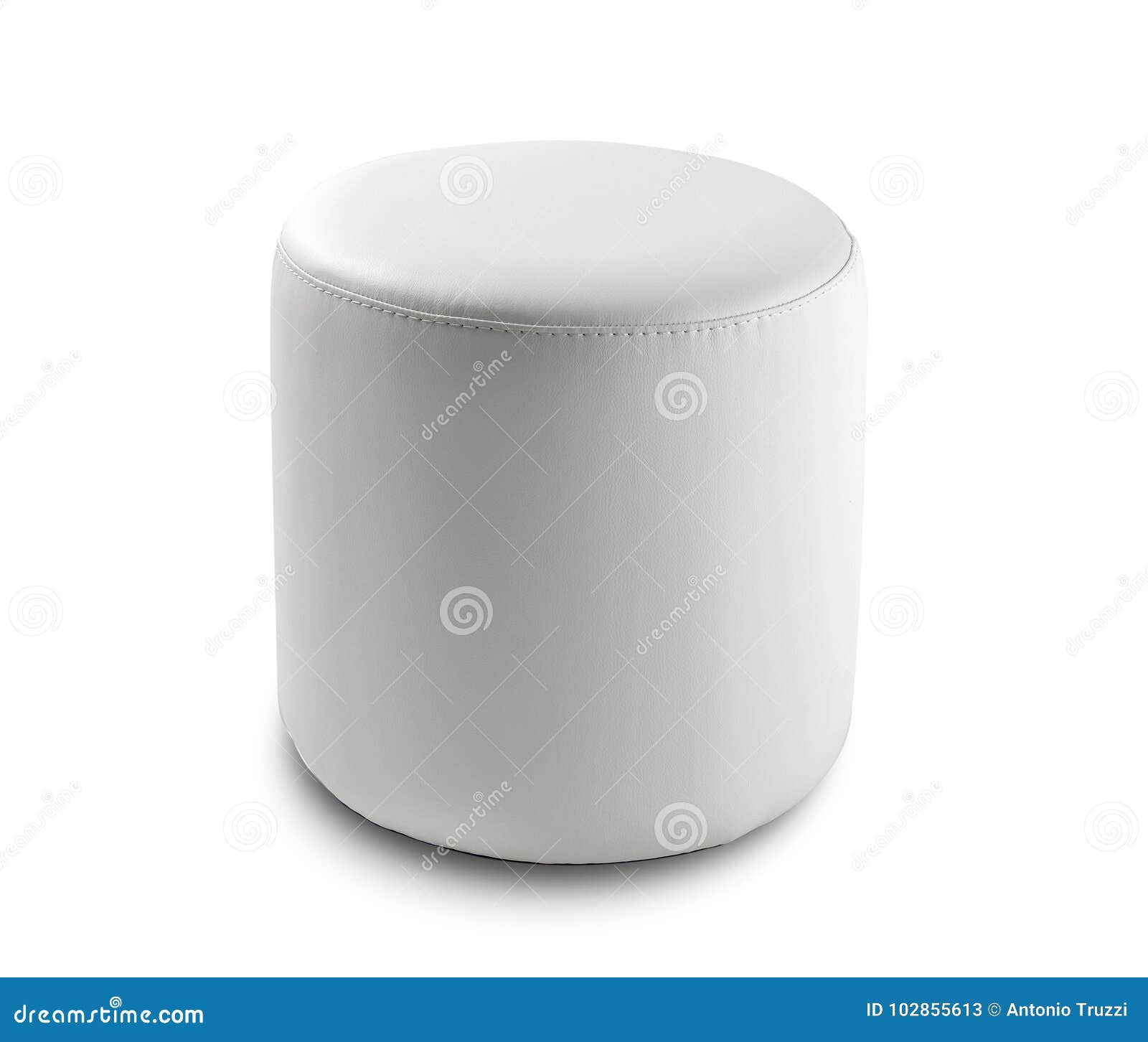 Ronde poef in wit leer stock afbeelding. Image of knippen - 102855613