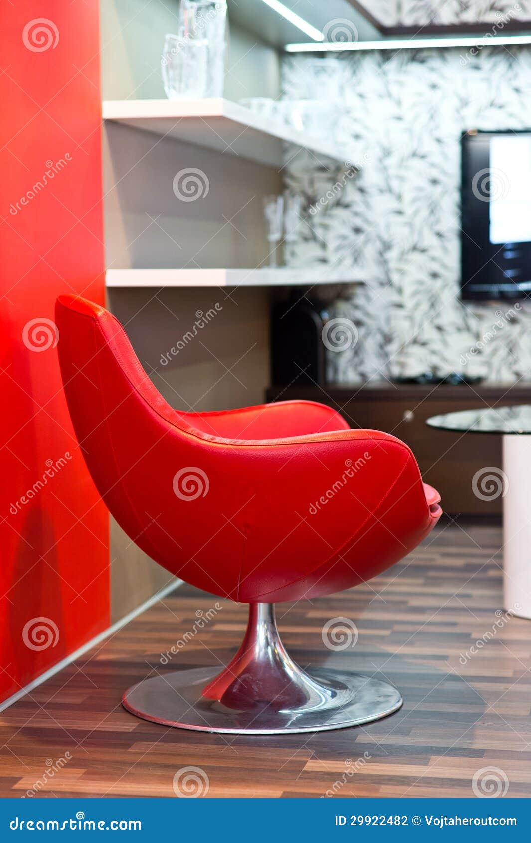 Ronde Rode Stoel in De Woonkamer Stock Foto - Image of stoel, decor ...