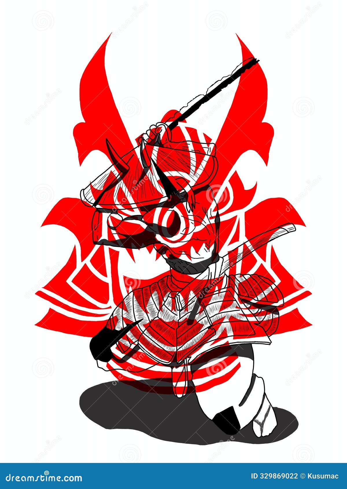 Samurai Art Anime Drawing Stock Image | CartoonDealer.com #242442607
