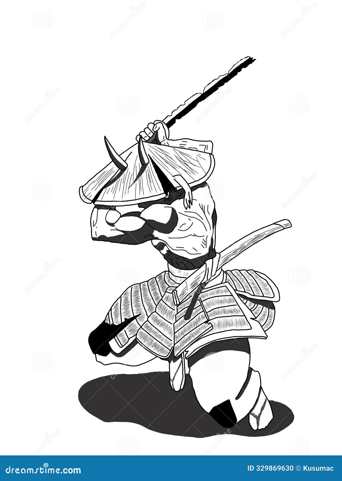 Ronin Japan Kitsune Mask Streetwear Vector | CartoonDealer.com #249777323