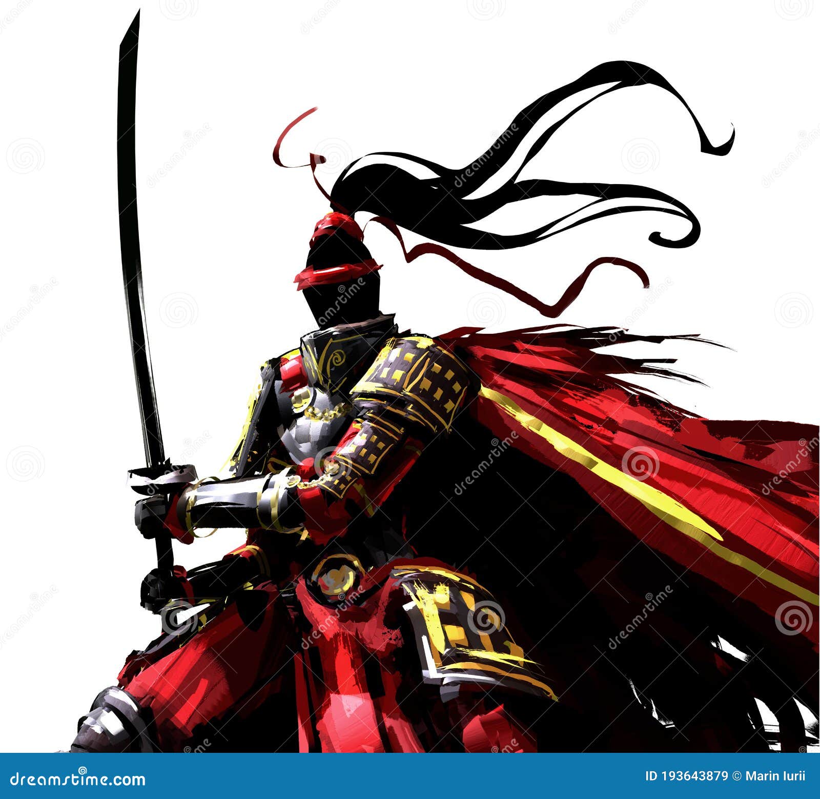 Samurai in a cloak stock illustration. Illustration of knight - 193643879