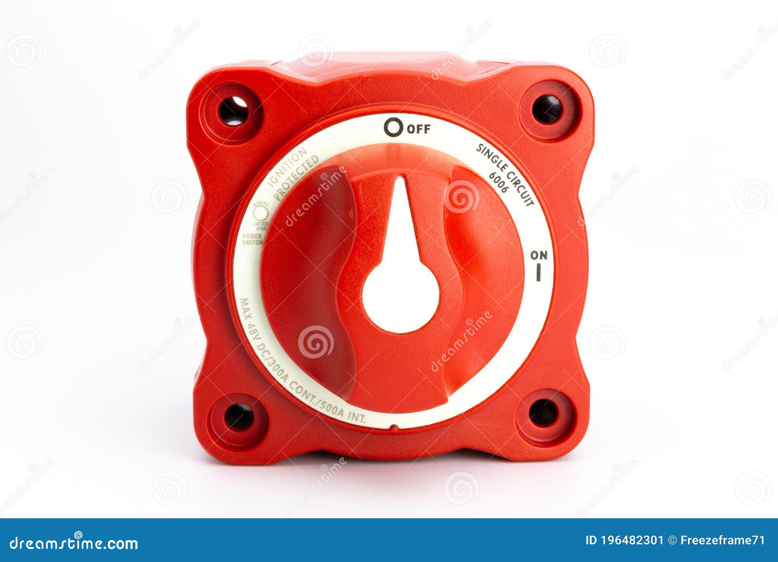 Front View of a Red on/off Rotary Switch with White Background Stock ...