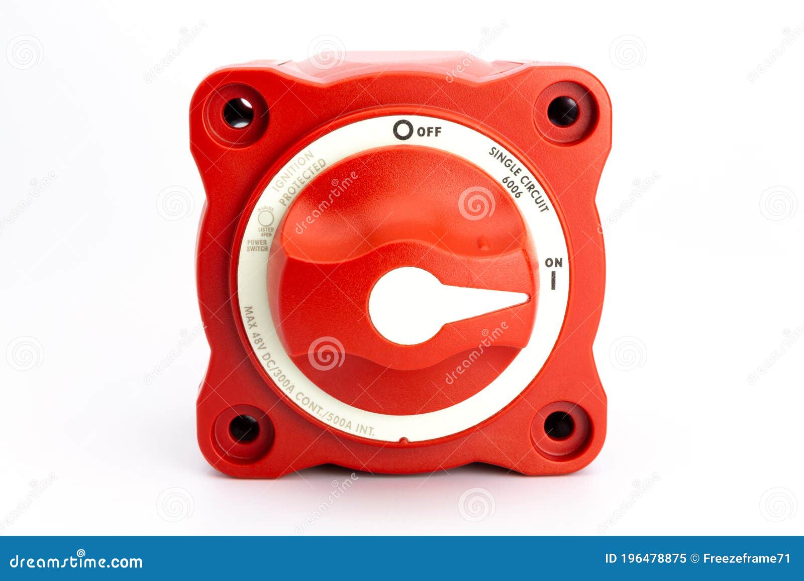Ront View of a Red on/off Rotary Switch with White Background Stock ...
