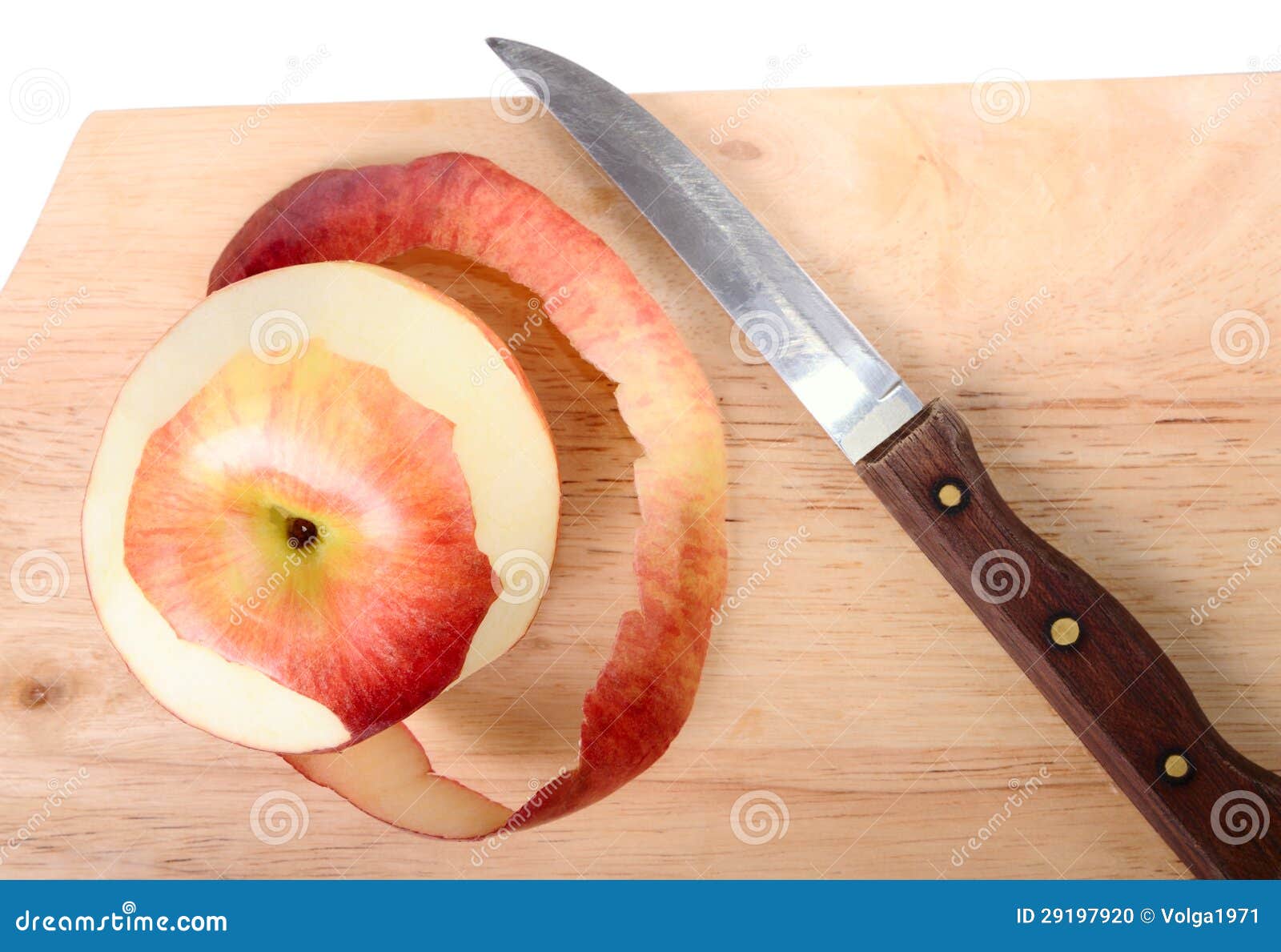 Rood appel, schil en mes stock foto. Image of rijp, enkelvoudig - 29197920