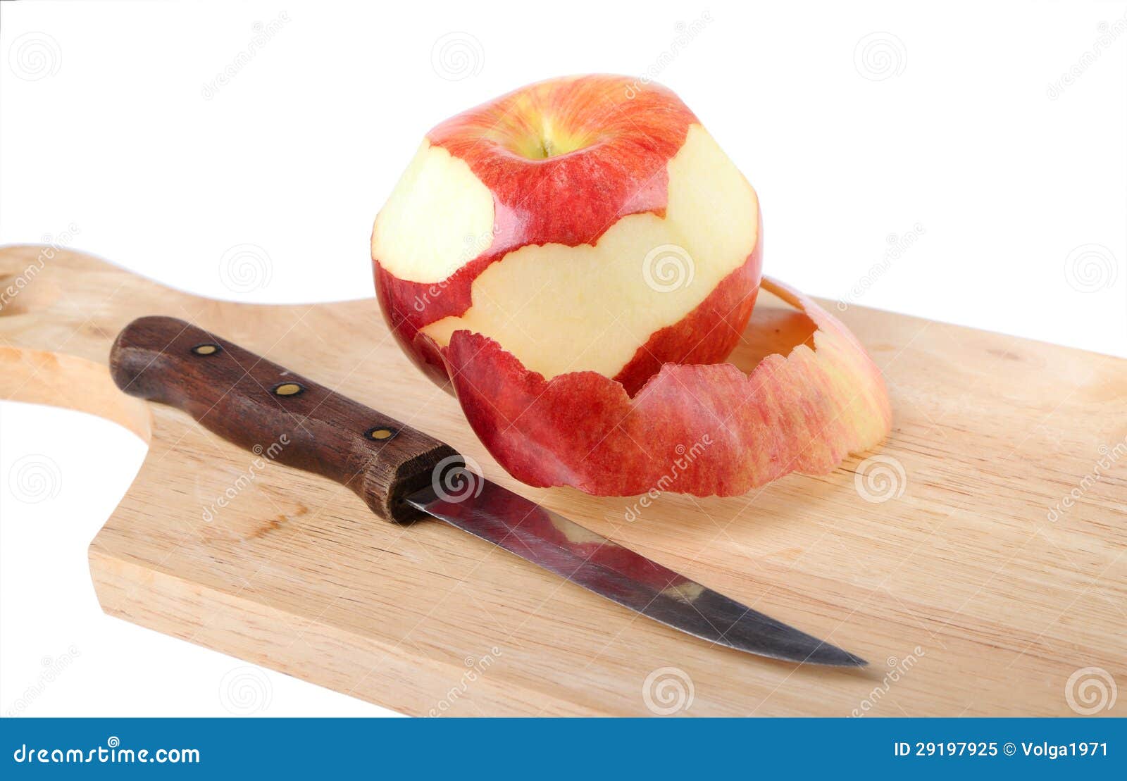 Rood appel, schil en mes stock afbeelding. Image of rood - 29197925
