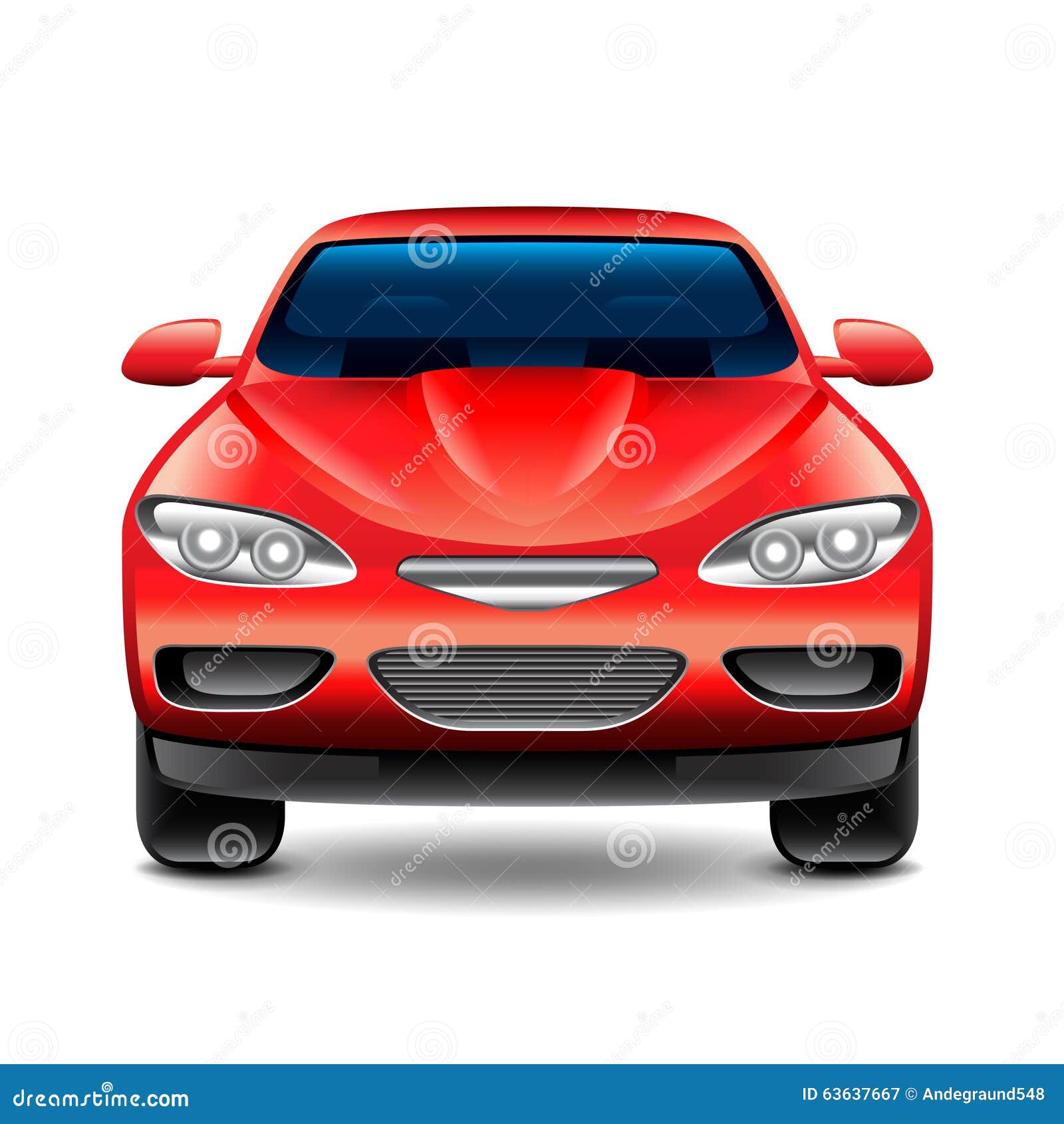 Rood Auto Vooraanzicht Over Witte Vector Vector Illustratie ...