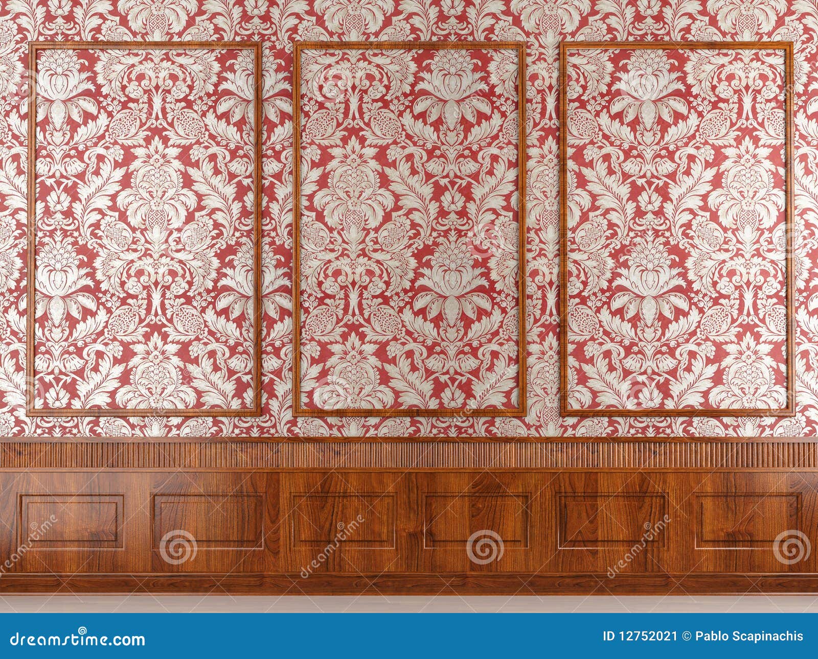 Rood Behang En Het Houten Vormen Stock Illustratie - Illustration of ...