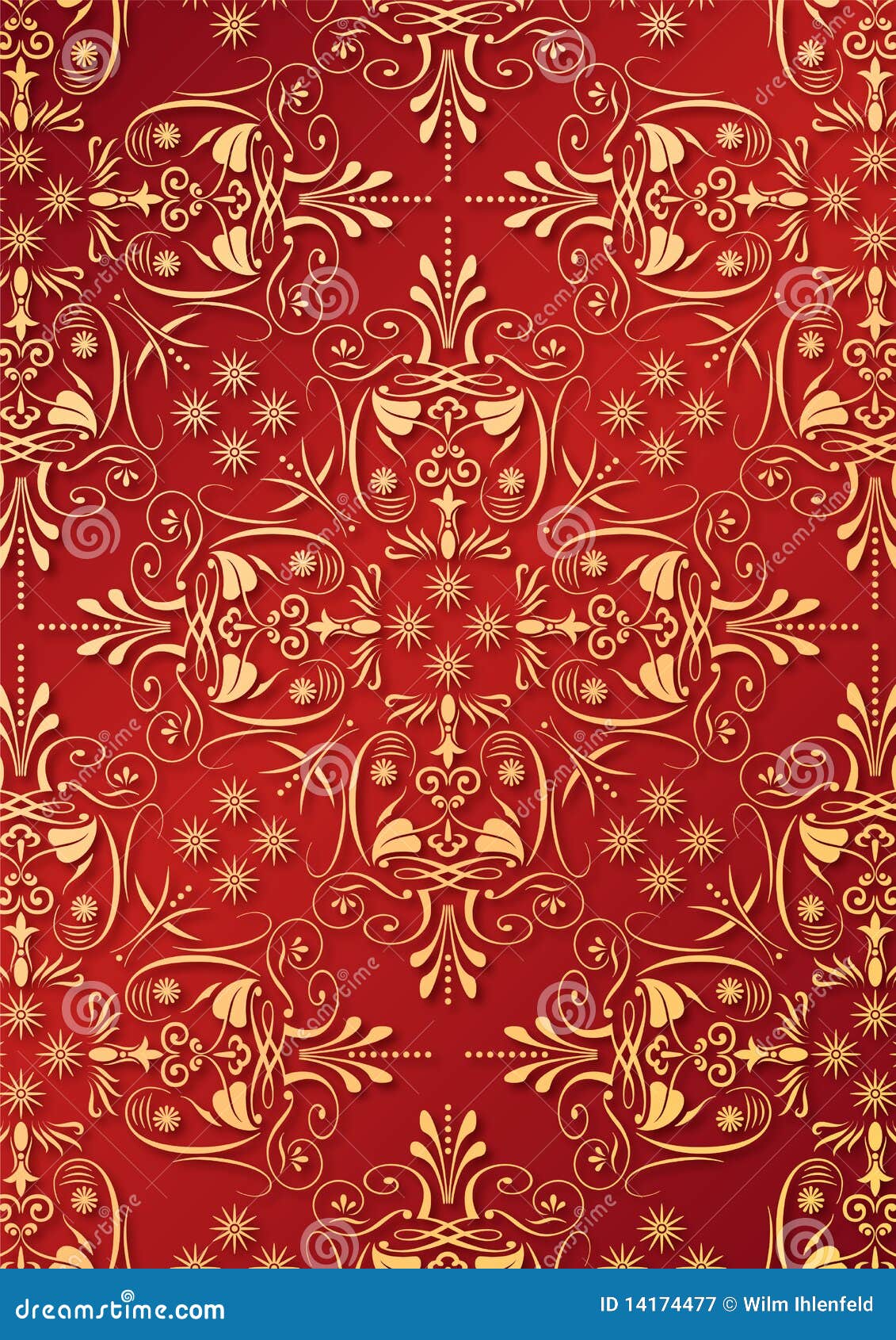 Rood Behang Met Gouden Hulp Vector Illustratie - Illustration of ...