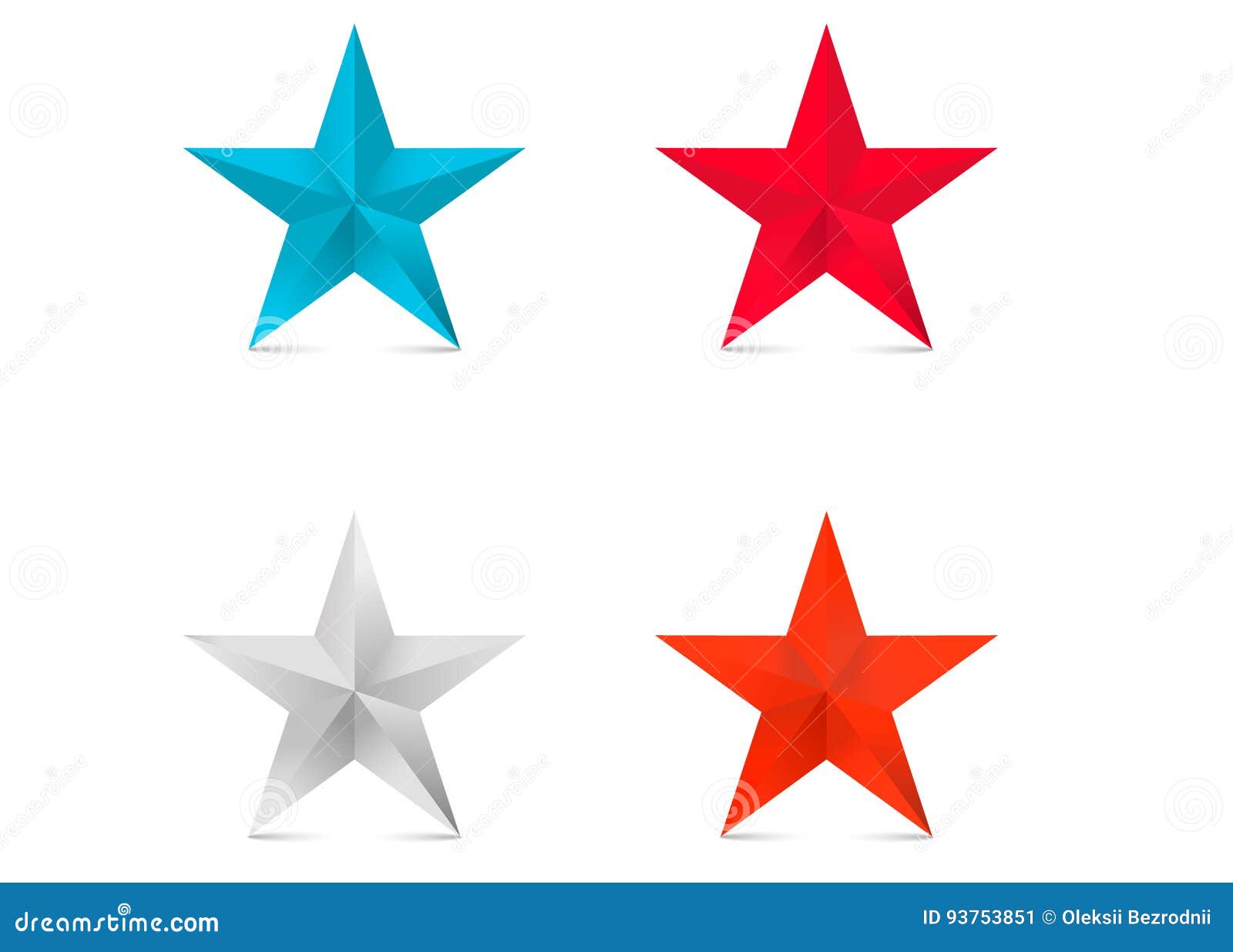 Rood De Ster Blauw Zilveren Brons Van Coloder 3d Sterren Vector ...