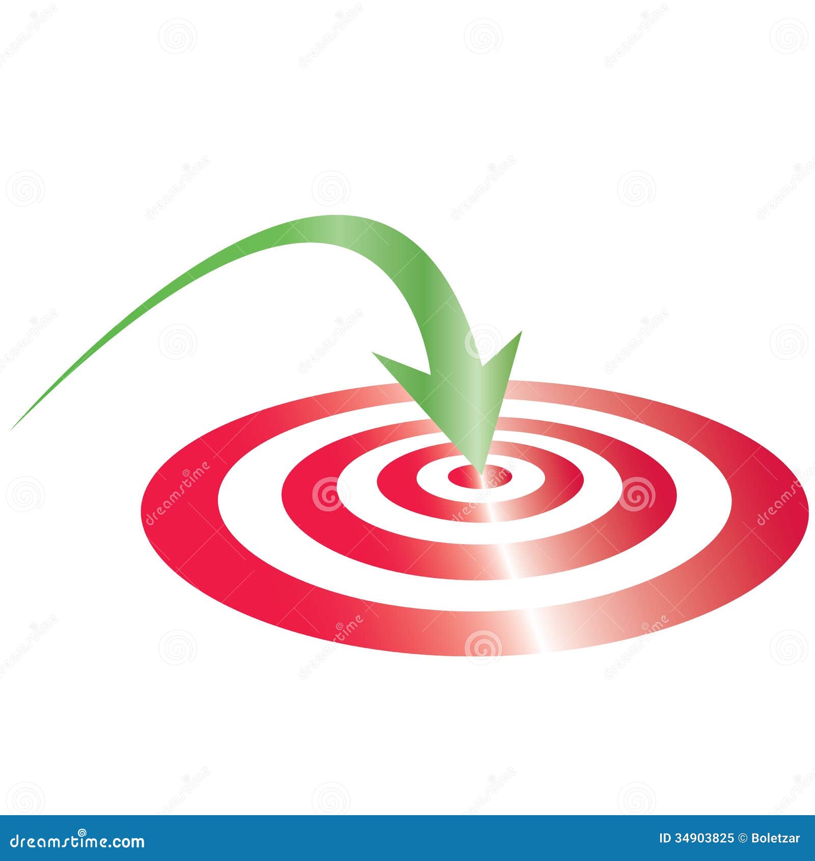 Rood doel met groene pijl vector illustratie. Illustration of ...