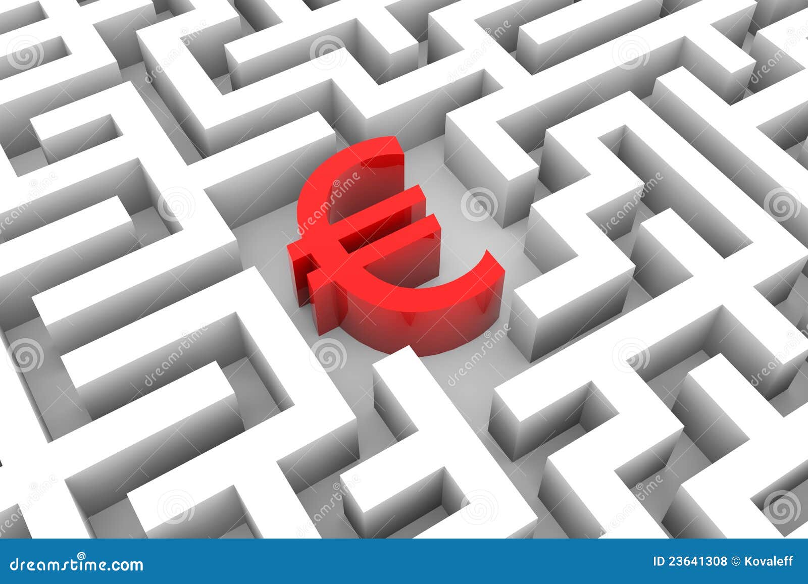 Rood Euro Teken in Het Labyrint. Stock Illustratie - Illustration of ...