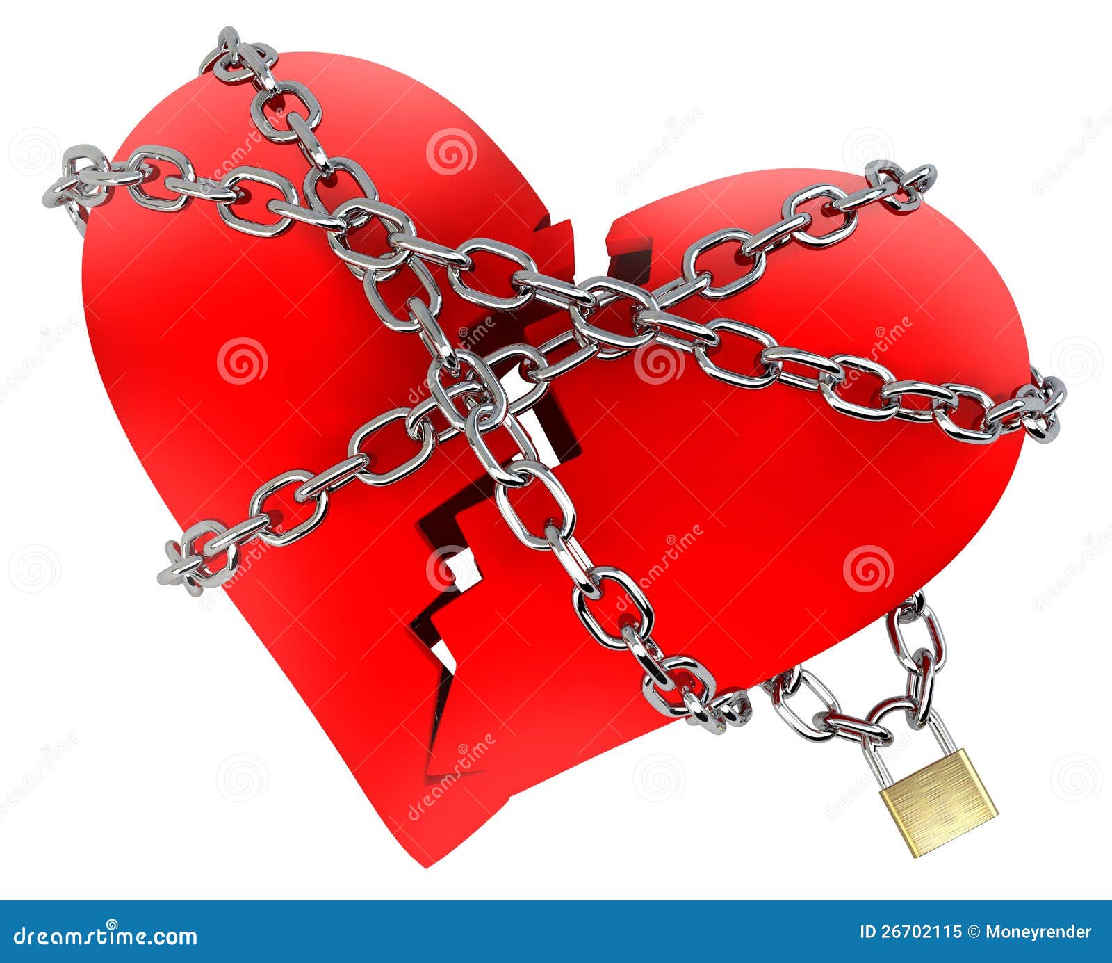 Rood Gebroken Hart, Dat in Ketting Wordt Verpakt Stock Illustratie ...