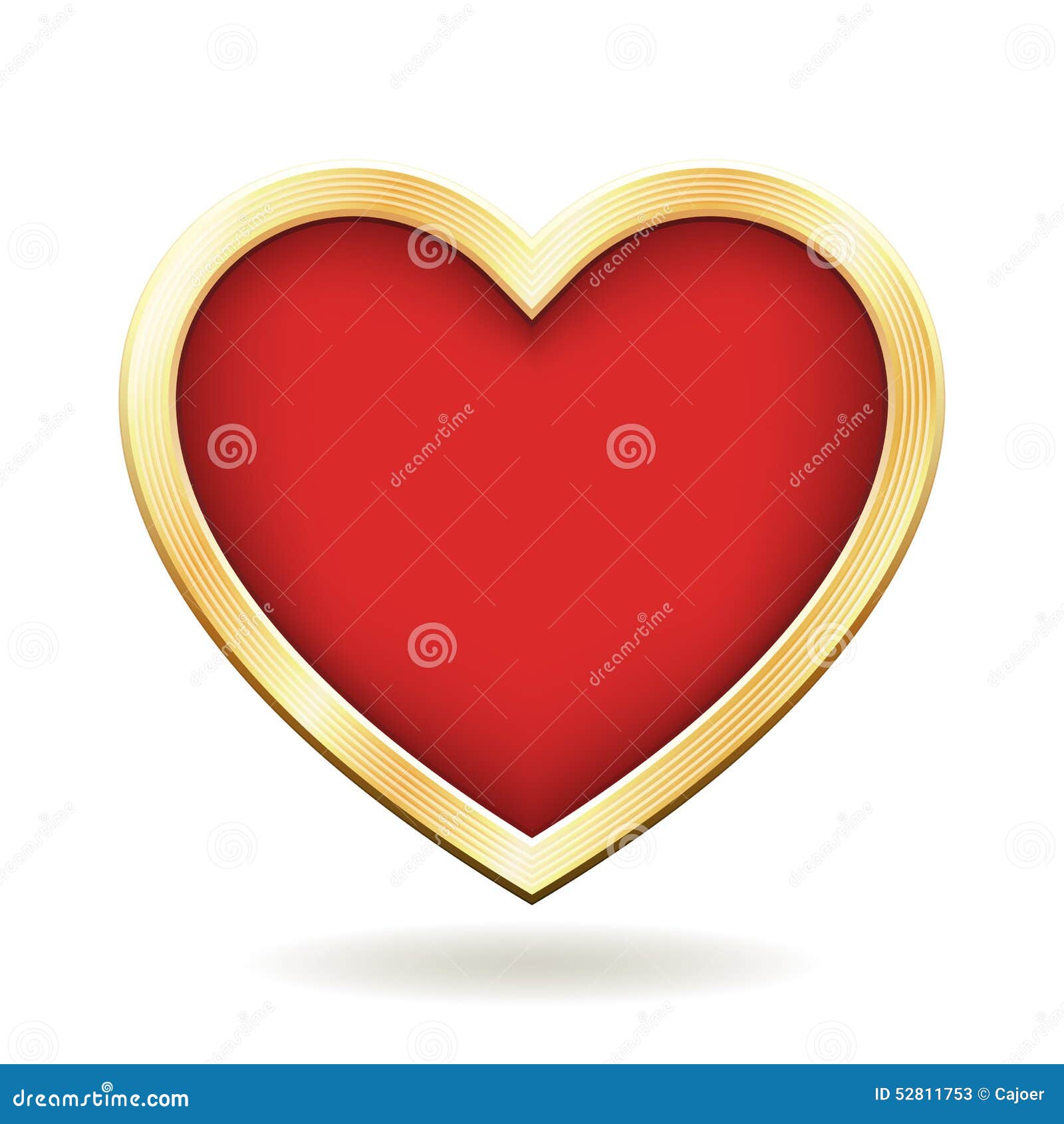 Rood Hart met Gouden Kader vector illustratie. Illustration of spatie ...