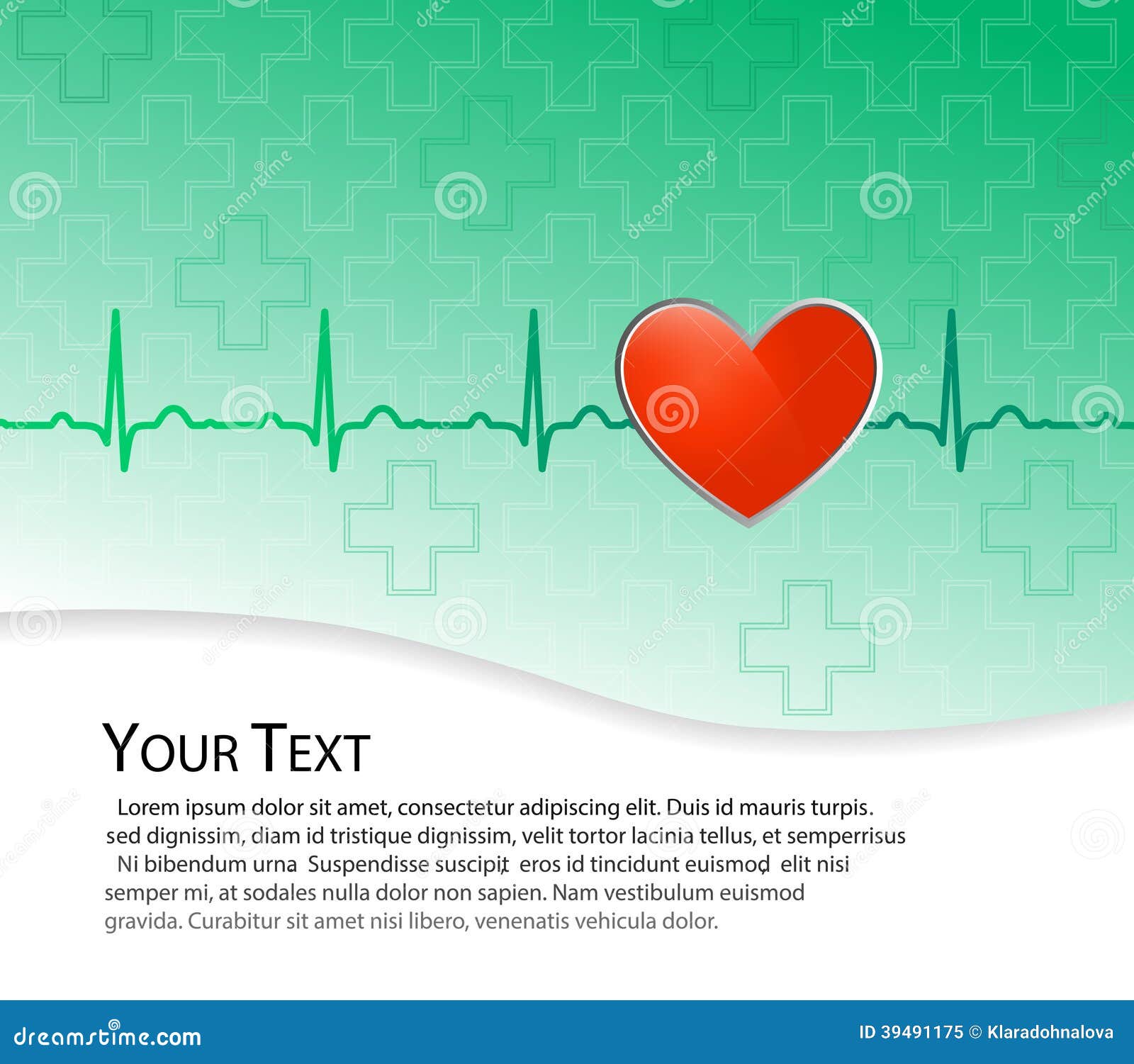 Rood Hart Op Groene Achtergrond Met Ekg (ecg) Vector Illustratie ...