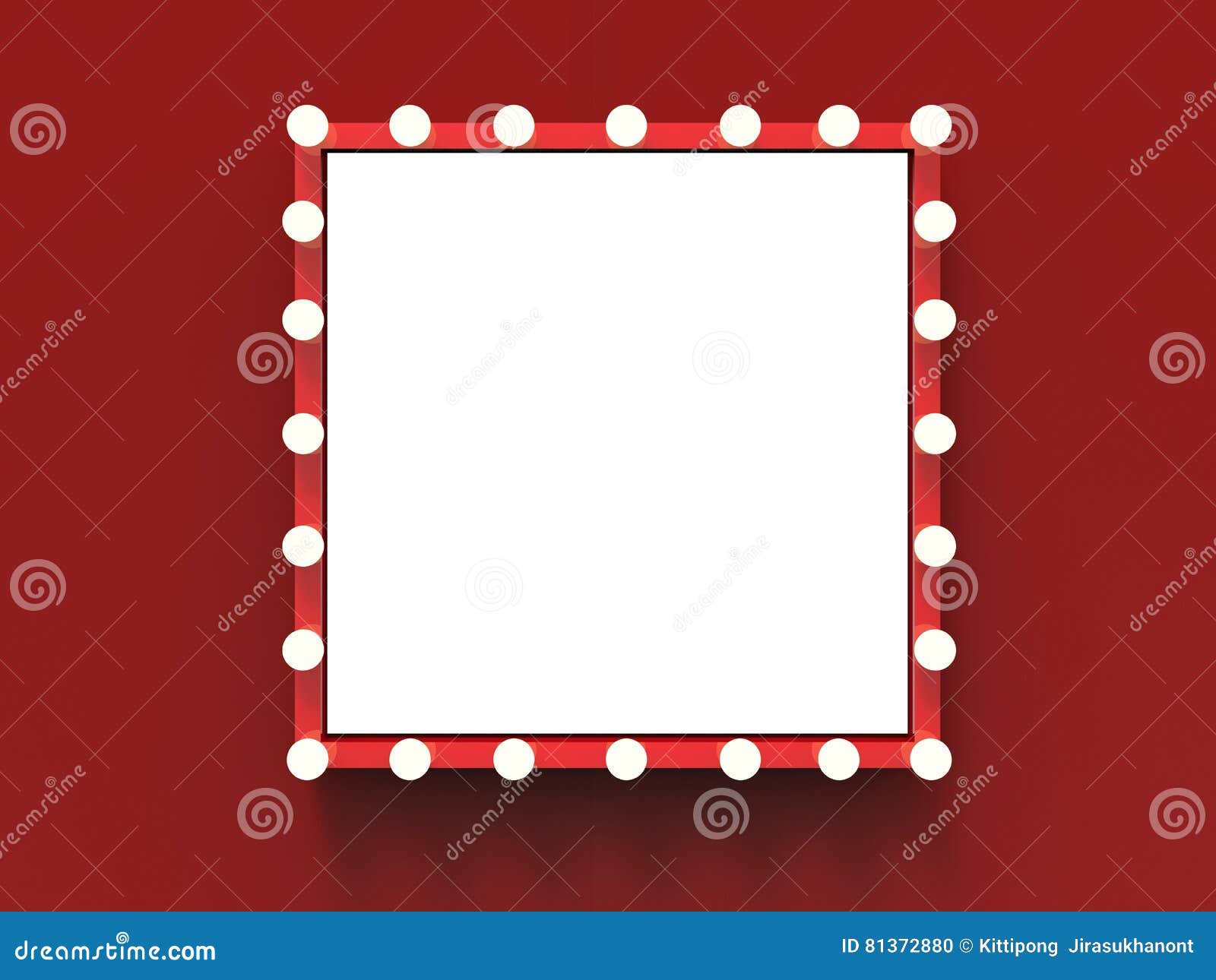Rood Kader Met Gloeilampenrand Stock Foto - Image of aanplakbord ...
