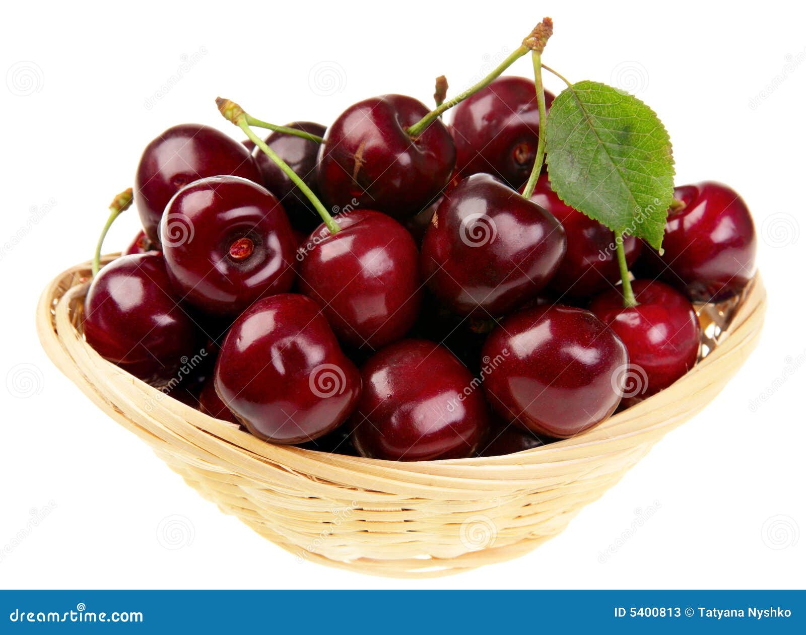 Rood kers en blad stock afbeelding. Image of vrucht, rood - 5400813
