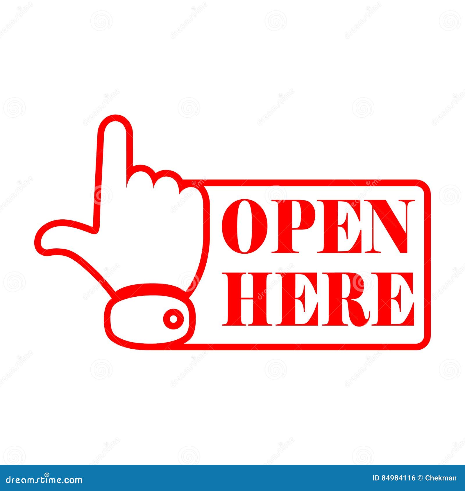 Rood Open Hier Pictogram Vector Illustratie Stock Illustratie ...