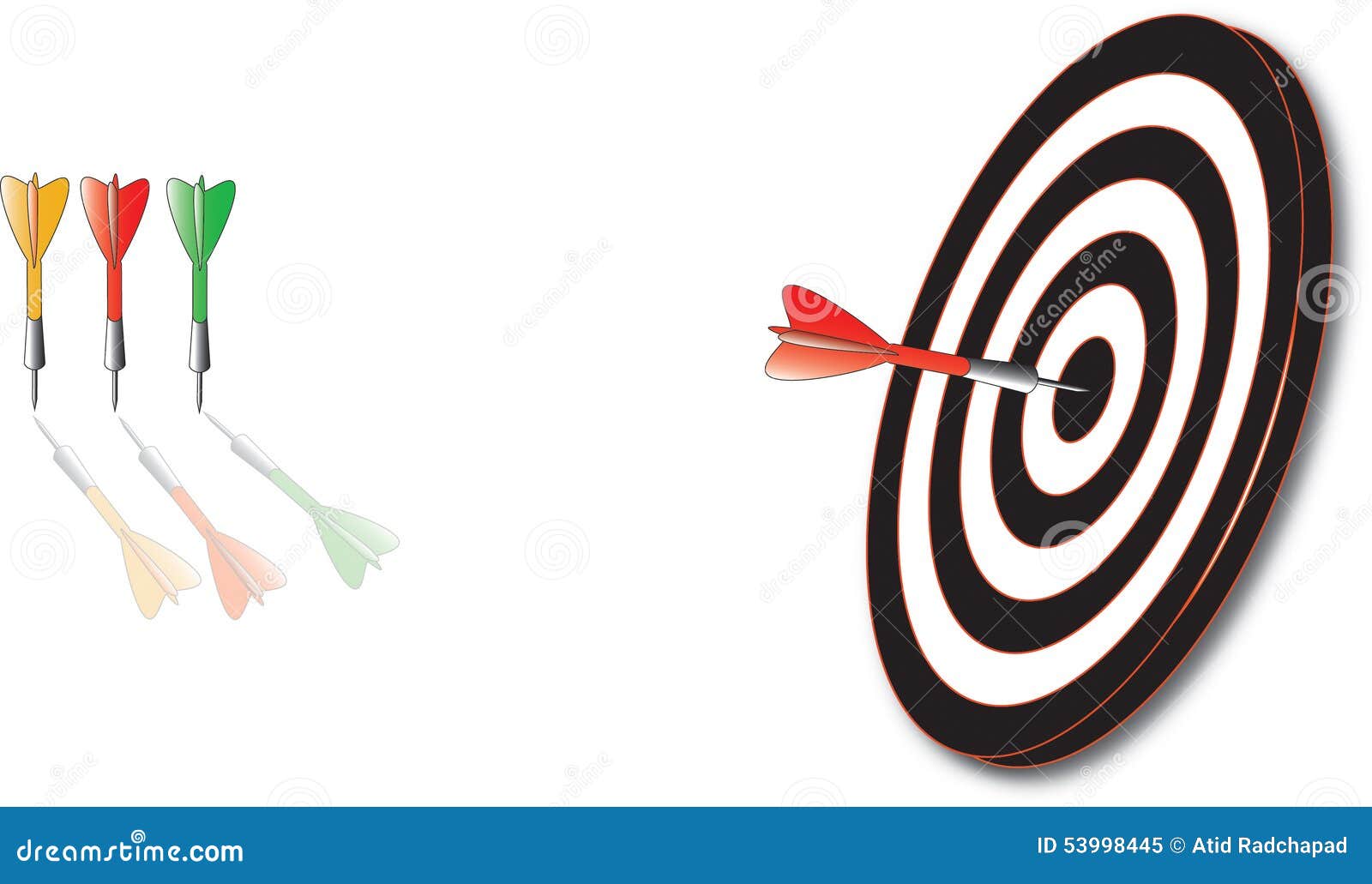 Rood Pijltje Die Het Midden Van Dartboard Raken Stock Illustratie ...