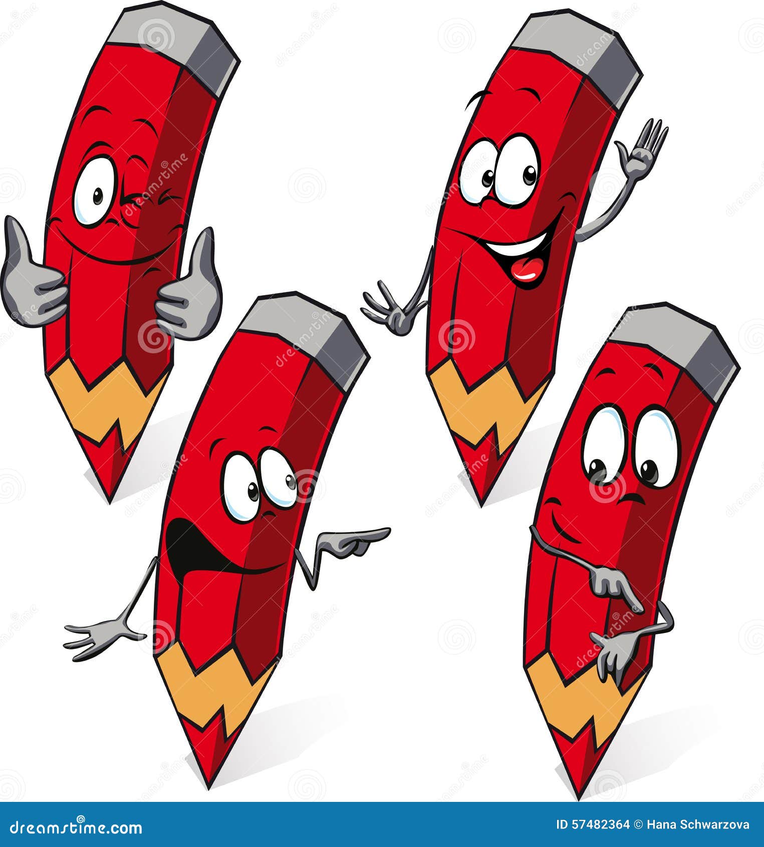 Rood Potlood - Grappig Vectorbeeldverhaal Vector Illustratie ...