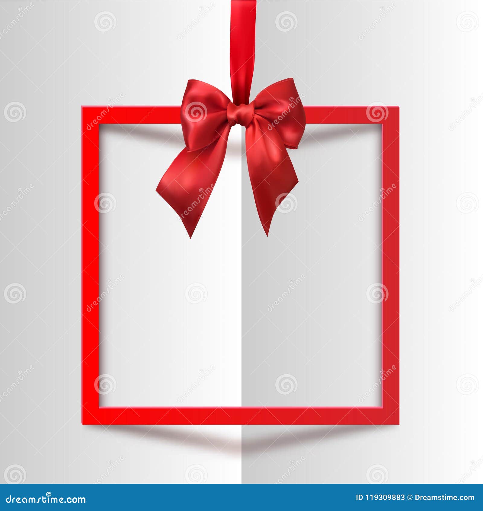 Rood Vierkant Kader Met Boog Op Wit Vector Illustratie - Illustration ...