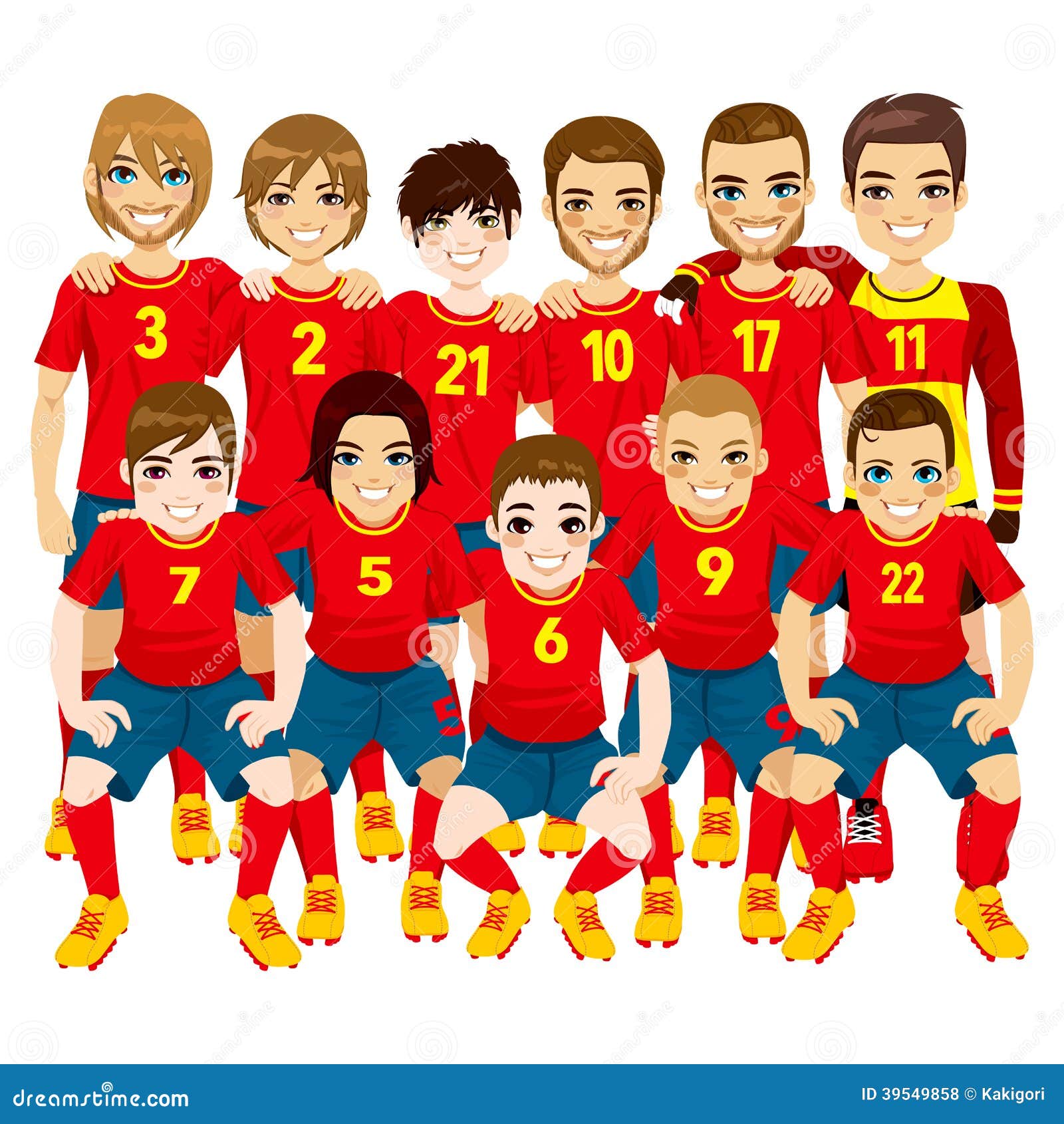 Rood Voetbalteam vector illustratie. Illustration of groepswerk - 39549858
