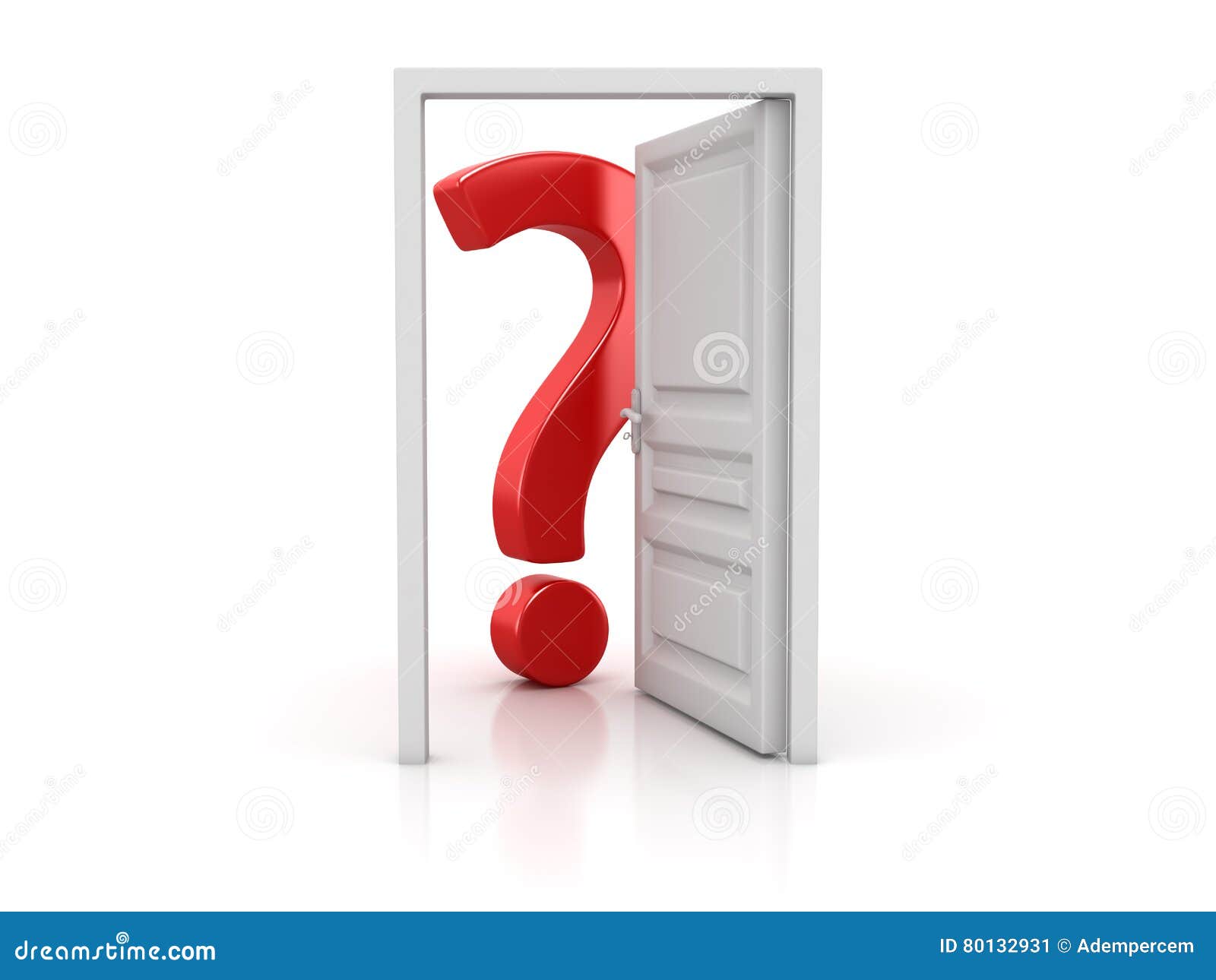 Rood Vraagteken Met Witte Open Deur Stock Illustratie - Illustration of ...