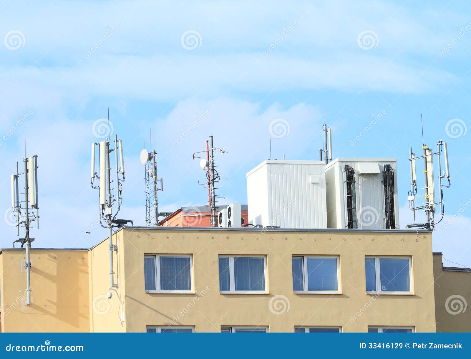 Roof with antennas stock image. Image of windows, antenna - 33416129