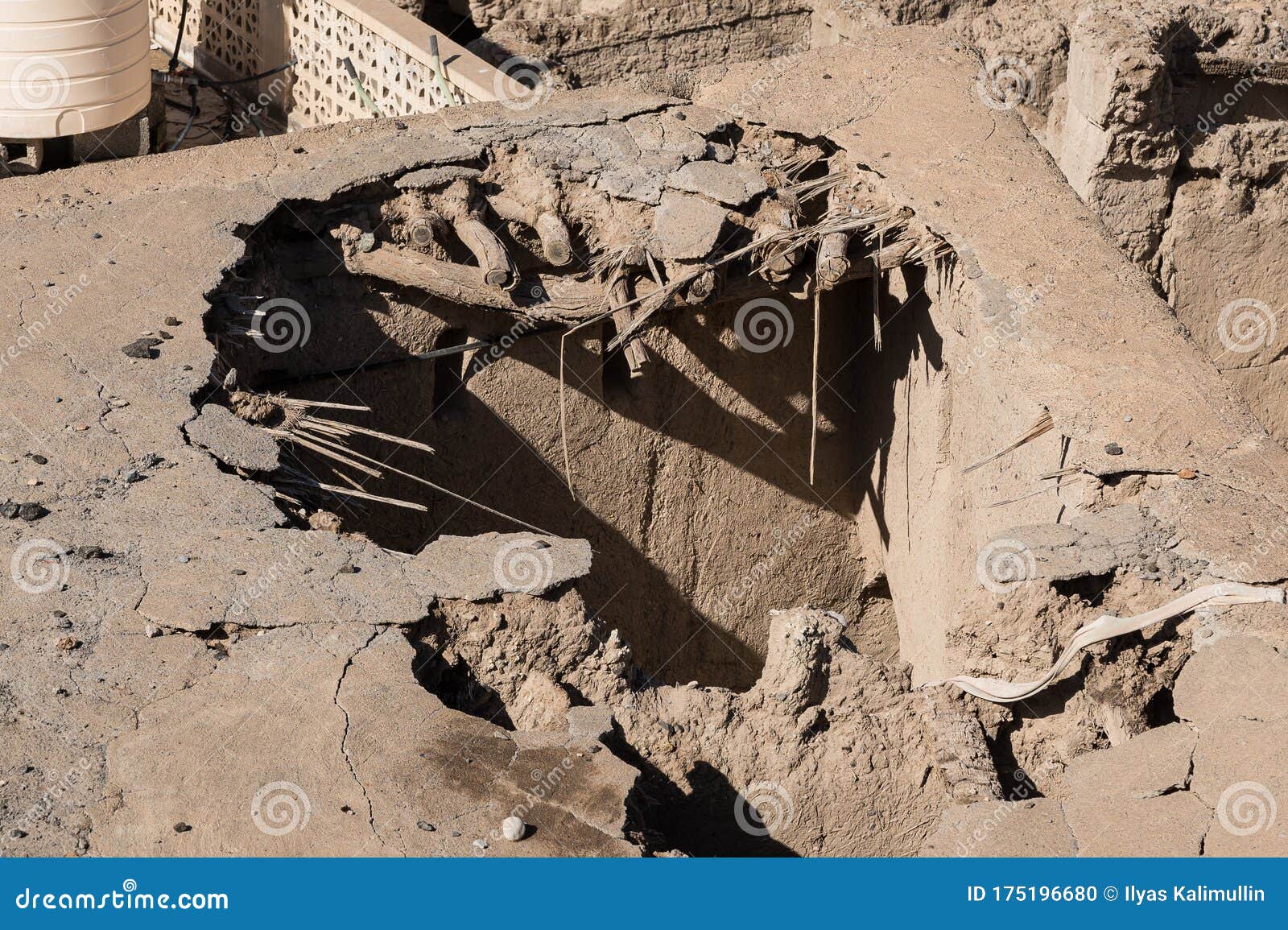 Roof of Arabian Building with Big Hole Stock Photo - Image of broken ...