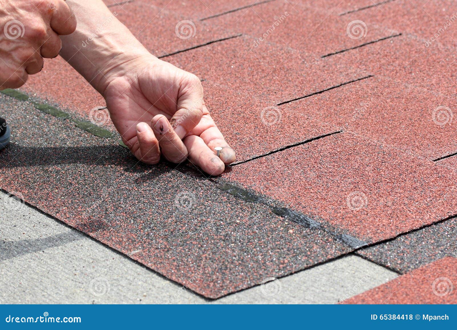 Asphalt Shingles Soft Focus Photo. Close Up View On Asphalt Roofing ...