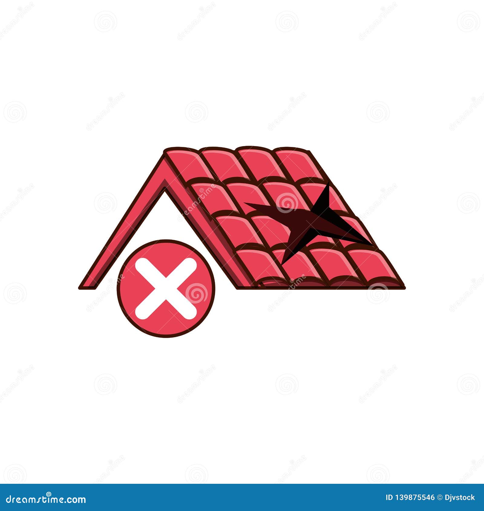 Roof broken isolated icon stock vector. Illustration of graphic - 139875546
