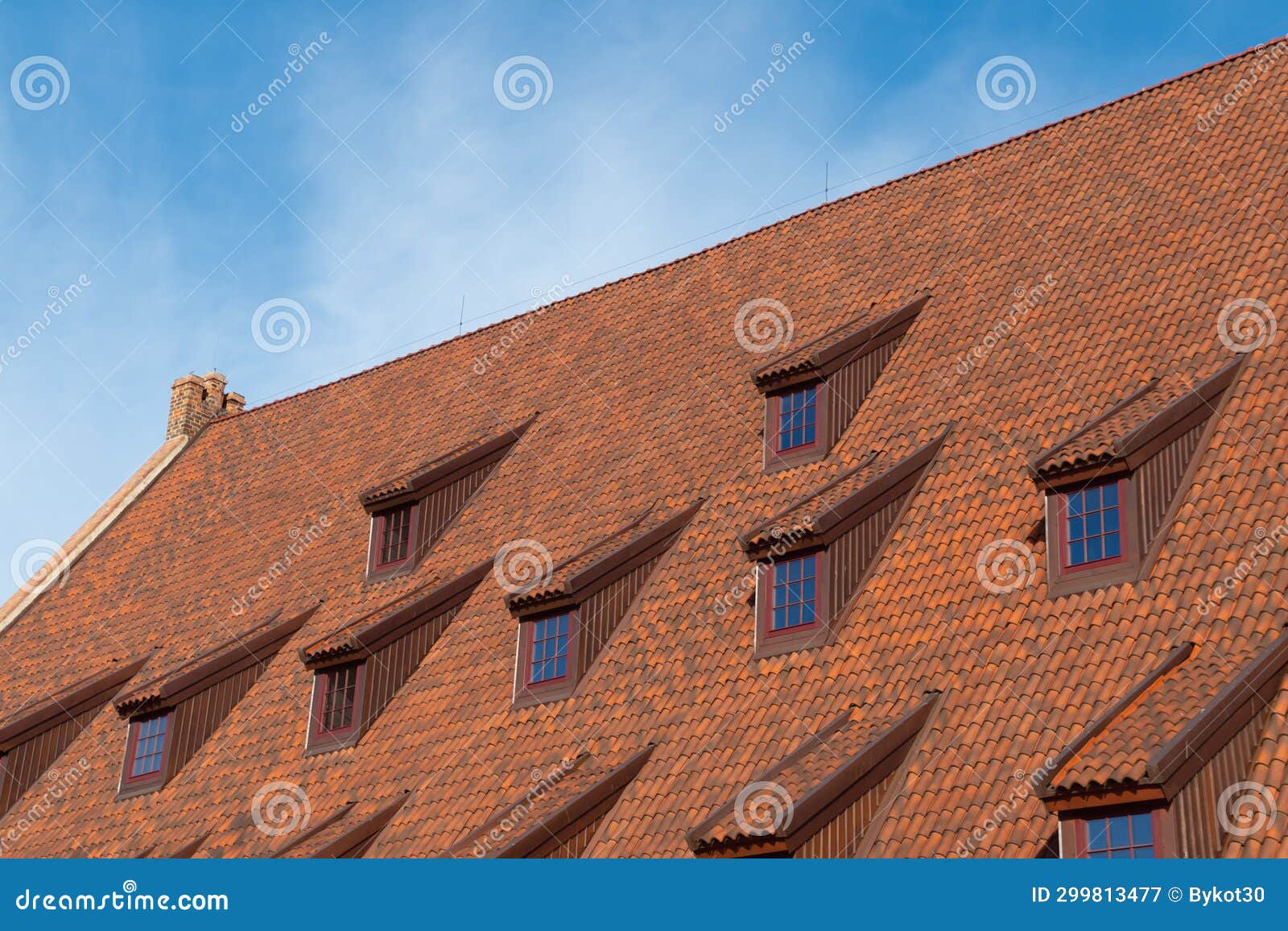 Roof of a Building with Small Windows. Stock Image - Image of design ...