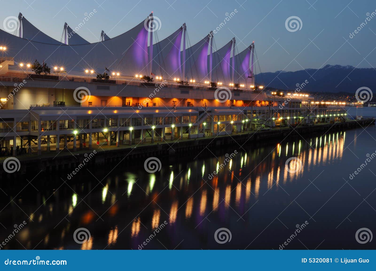 The Roof of Canada Place at Night, Vancouver Stock Image - Image of ...