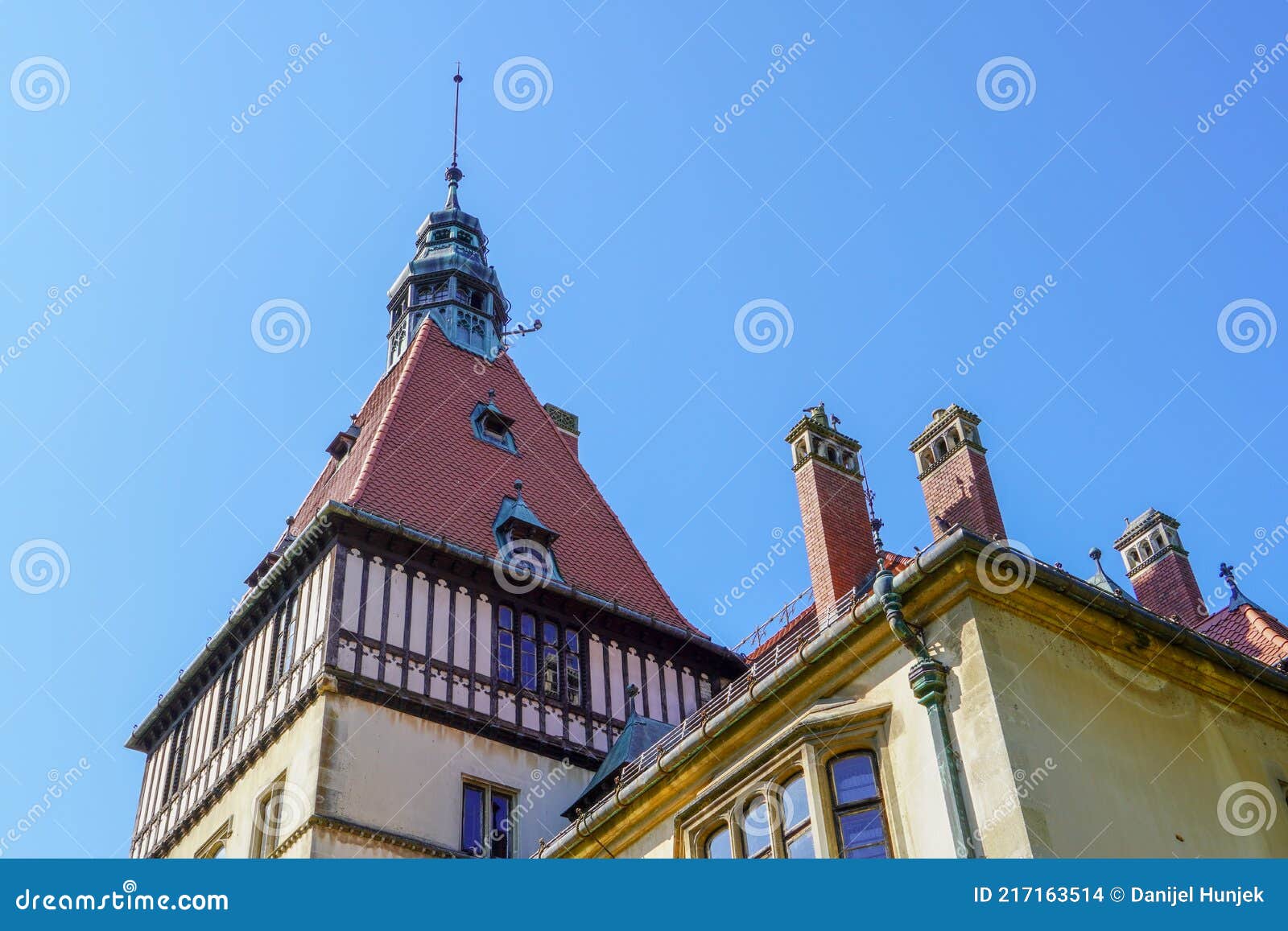 The Roof of the Castle, the Top of the Monument with a Blue Sky Stock ...