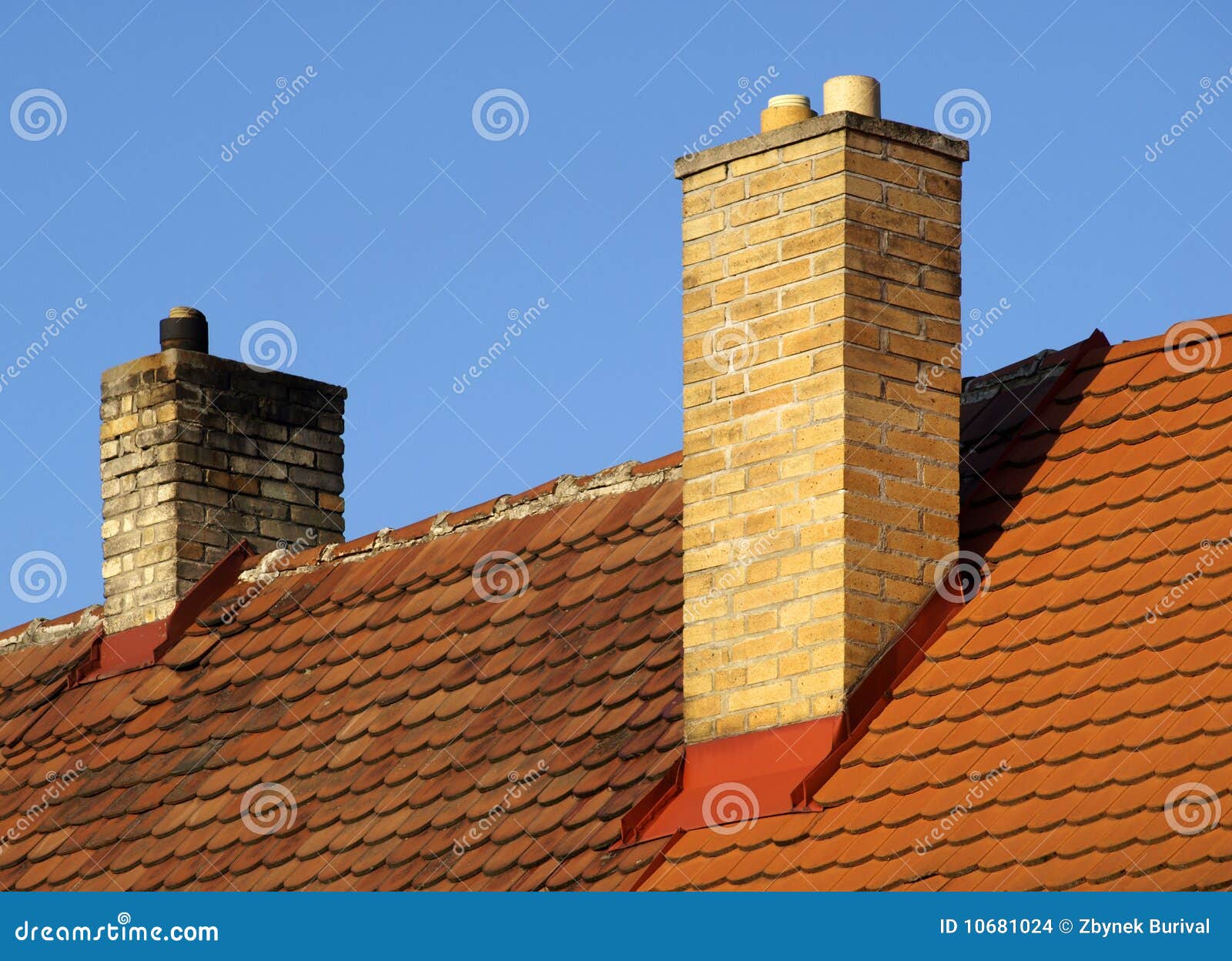 Roof with chimney stock photo. Image of terracotta, external - 10681024