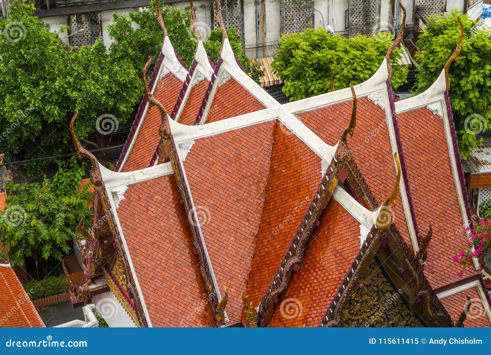 Roof with Cho Fa Finials on Buddhist Temple. Stock Image - Image of ...