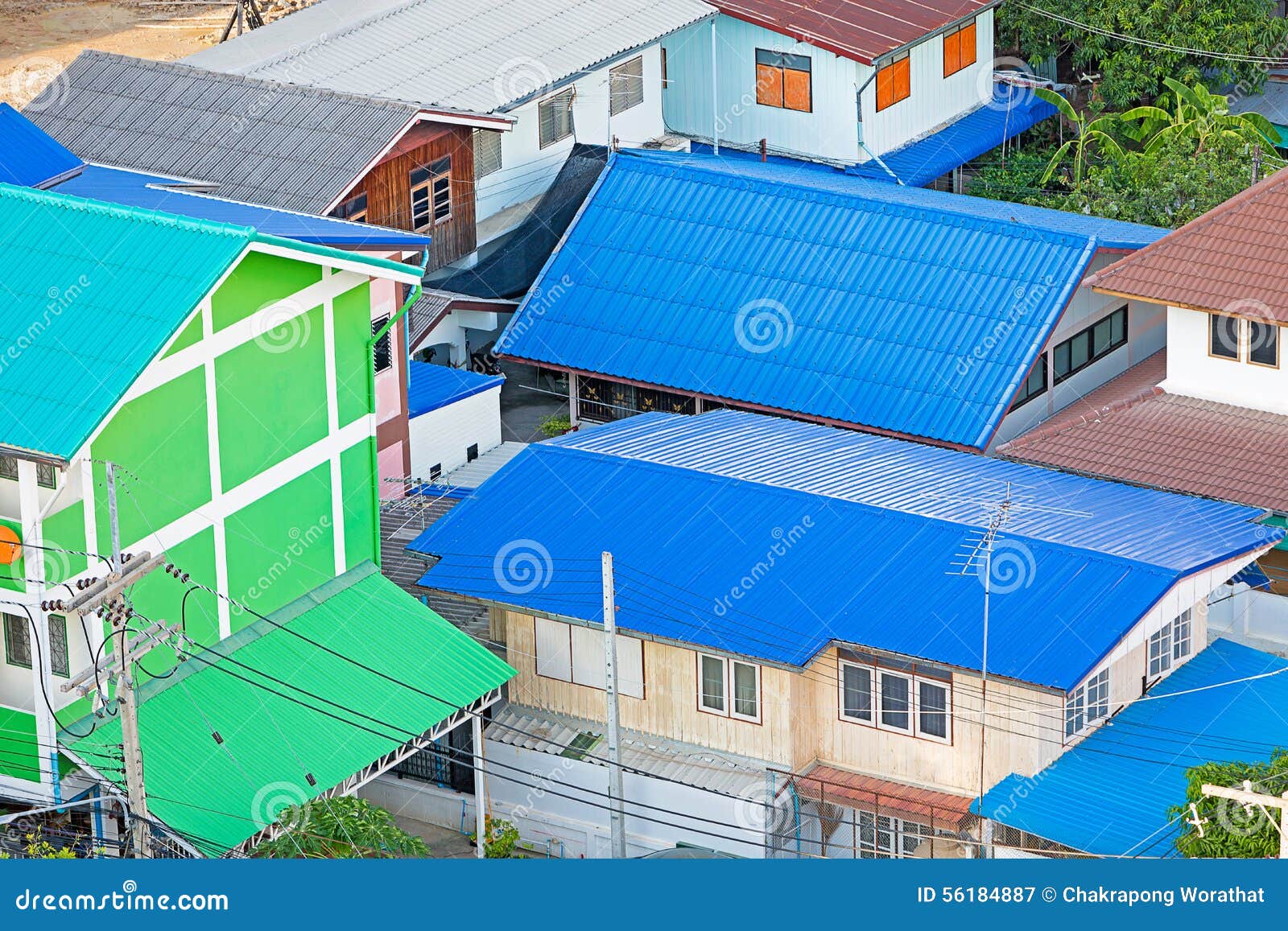 Roof Colorful on Bird Eye View. Stock Image - Image of power, style ...