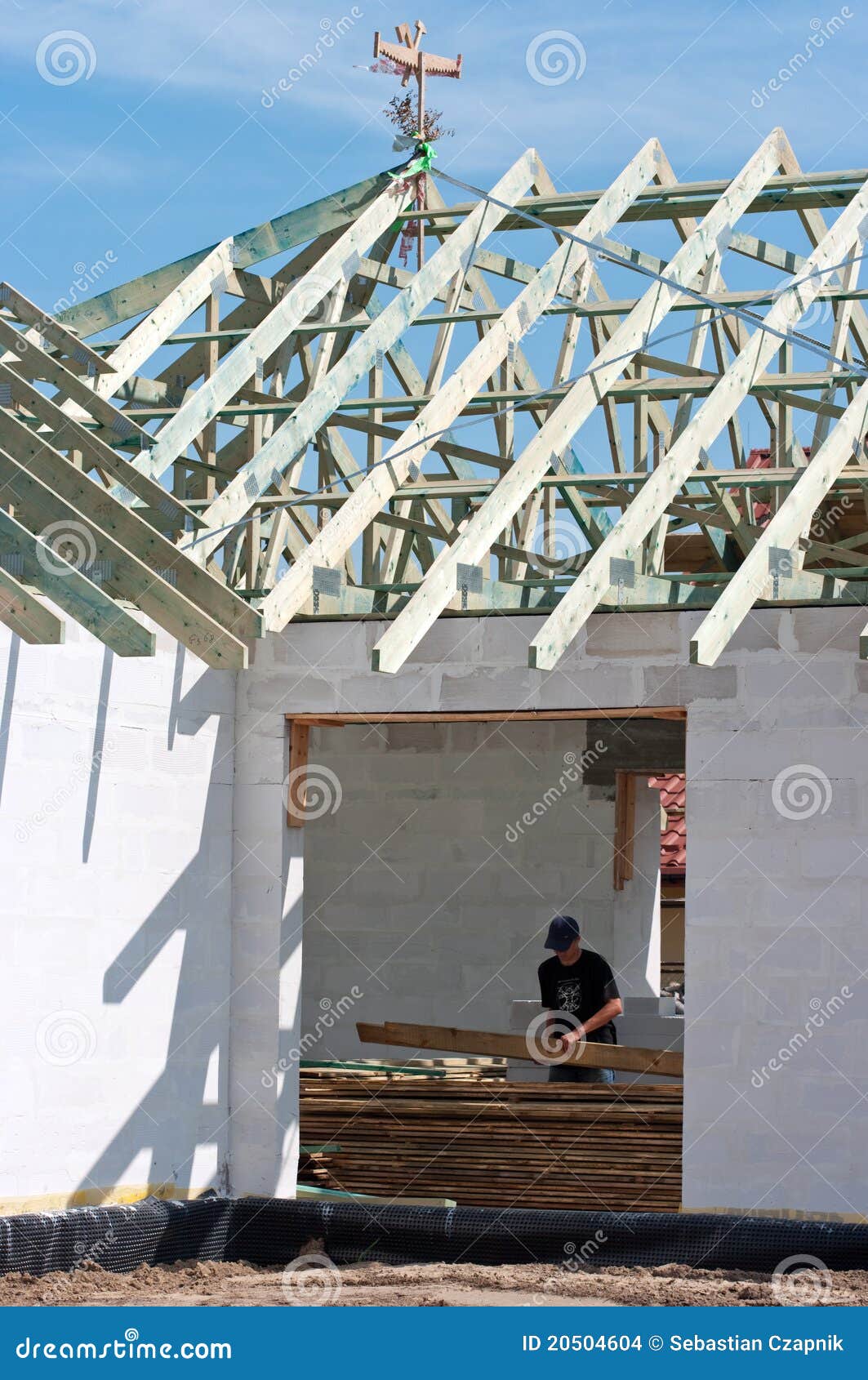 Roof construction stock photo. Image of home, boards - 20504604