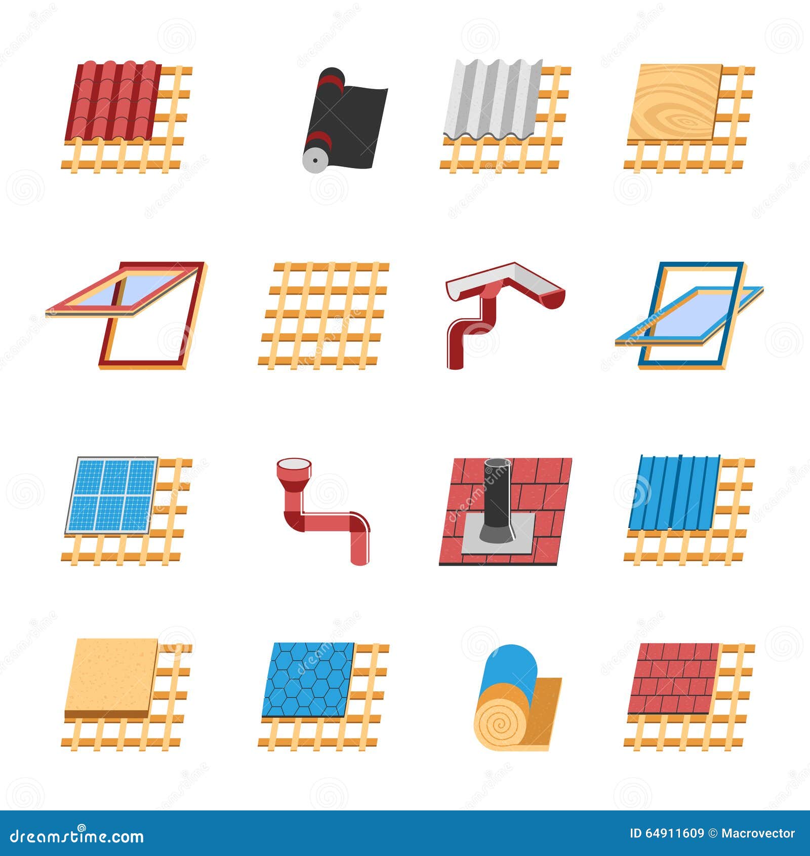 Roof Construction Showing Rafters And Purlins Icon Illustration Cartoon ...