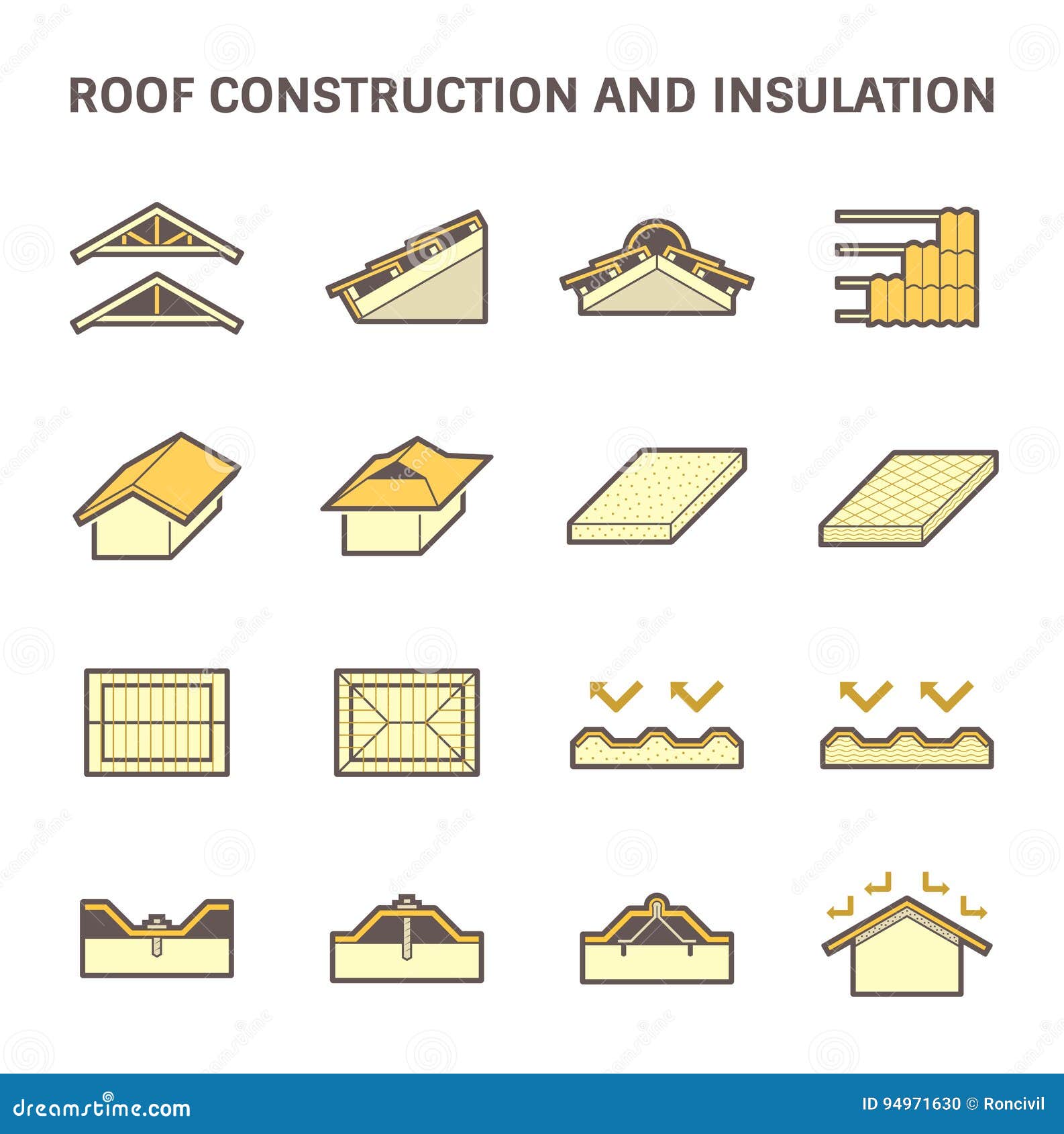 Roof construction icon stock vector. Illustration of protection - 94971630