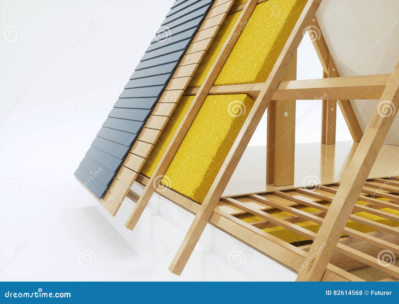 Roof Construction with Technical Details - 3D Rendering Stock Photo ...